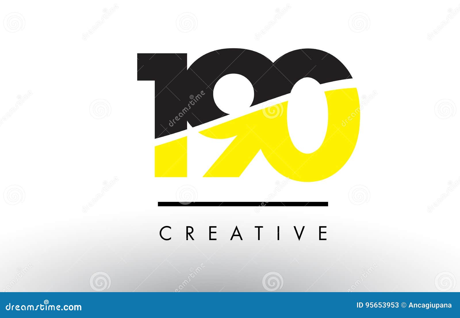 190 Black and Yellow Number Logo Design. Stock Vector - Illustration of ...
