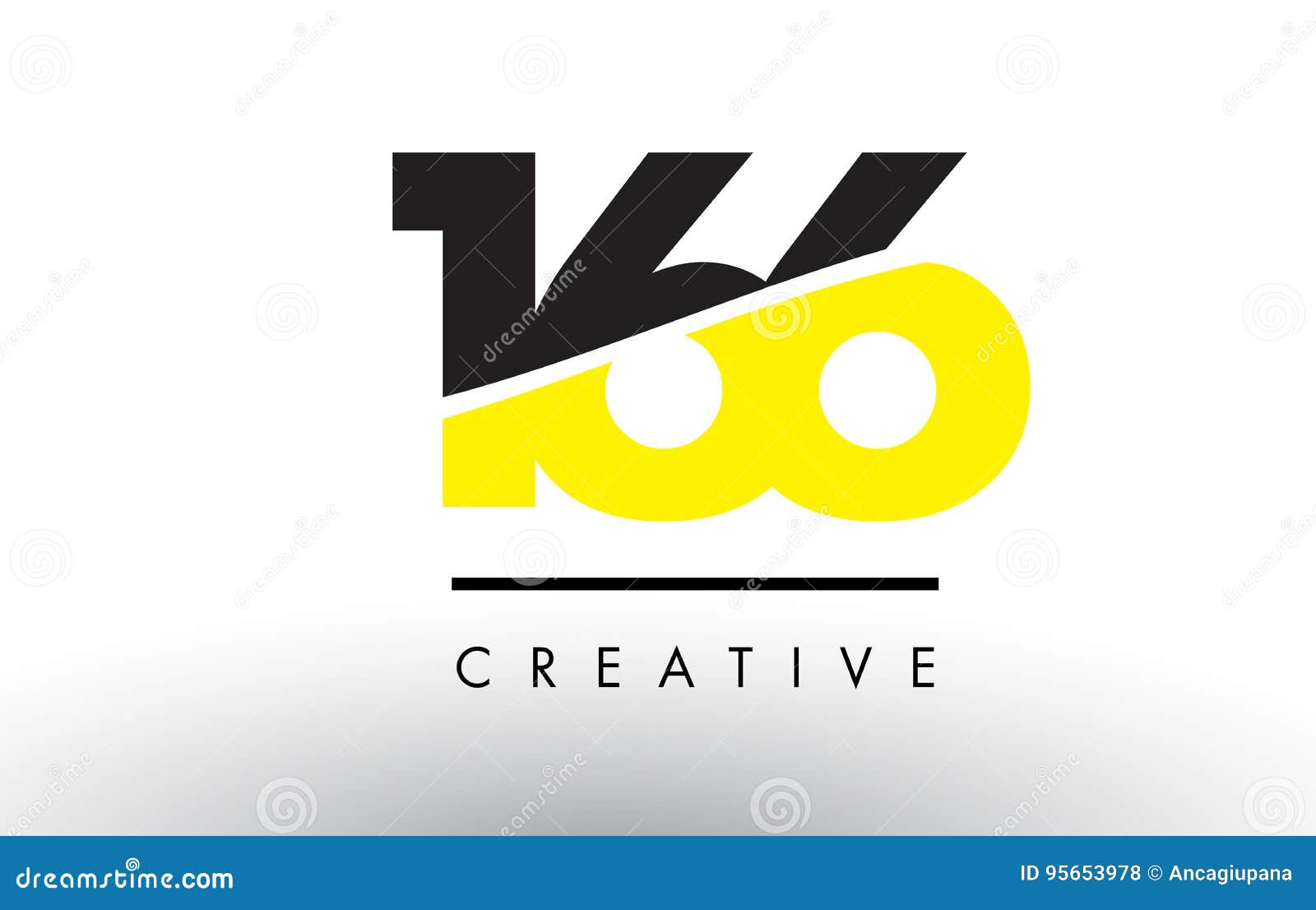 166 Black and Yellow Number Logo Design. Stock Vector - Illustration of ...