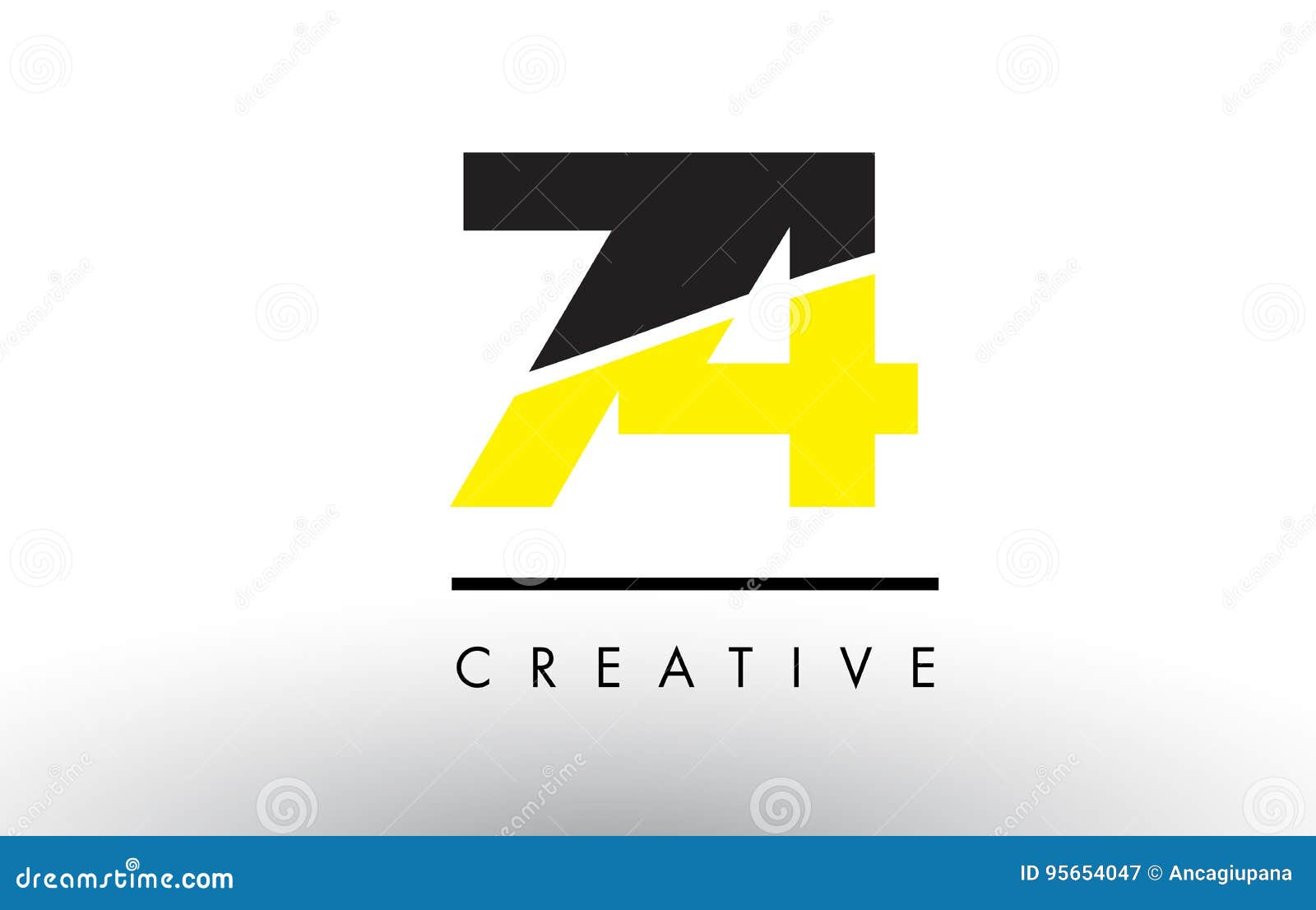74 Black and Yellow Number Logo Design. Stock Vector - Illustration of ...