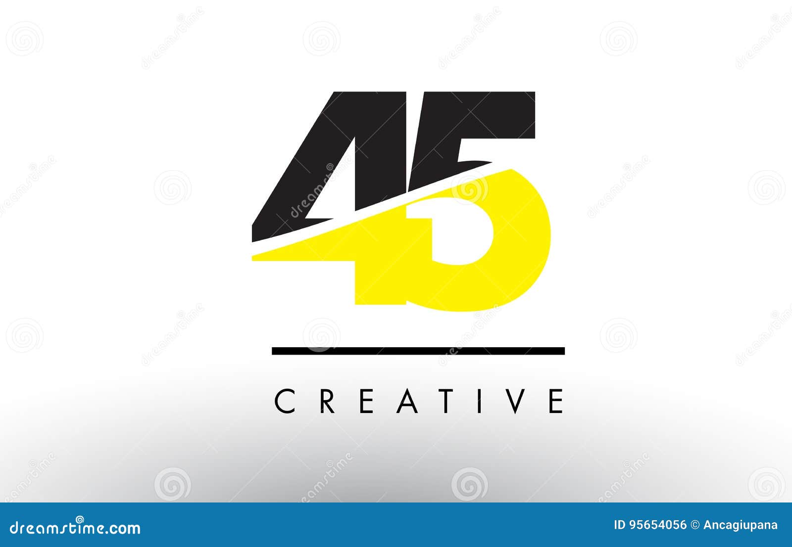 45 Black and Yellow Number Logo Design. Stock Vector - Illustration of ...