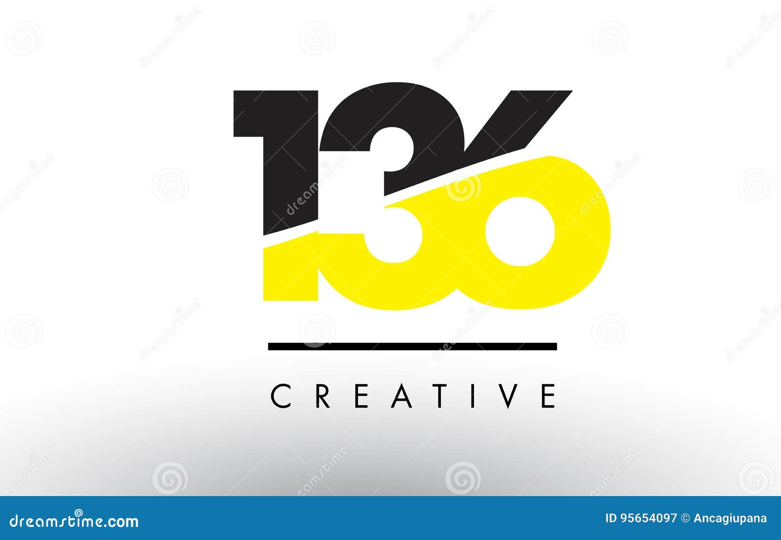 136 Black and Yellow Number Logo Design. Stock Illustration ...