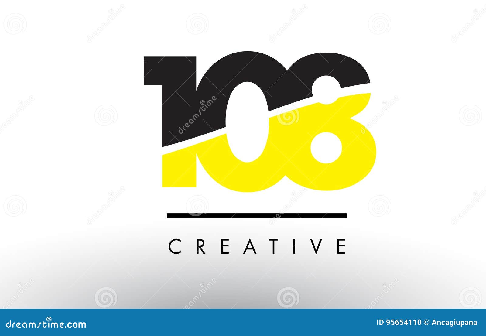 108 Black and Yellow Number Logo Design. Stock Illustration ...