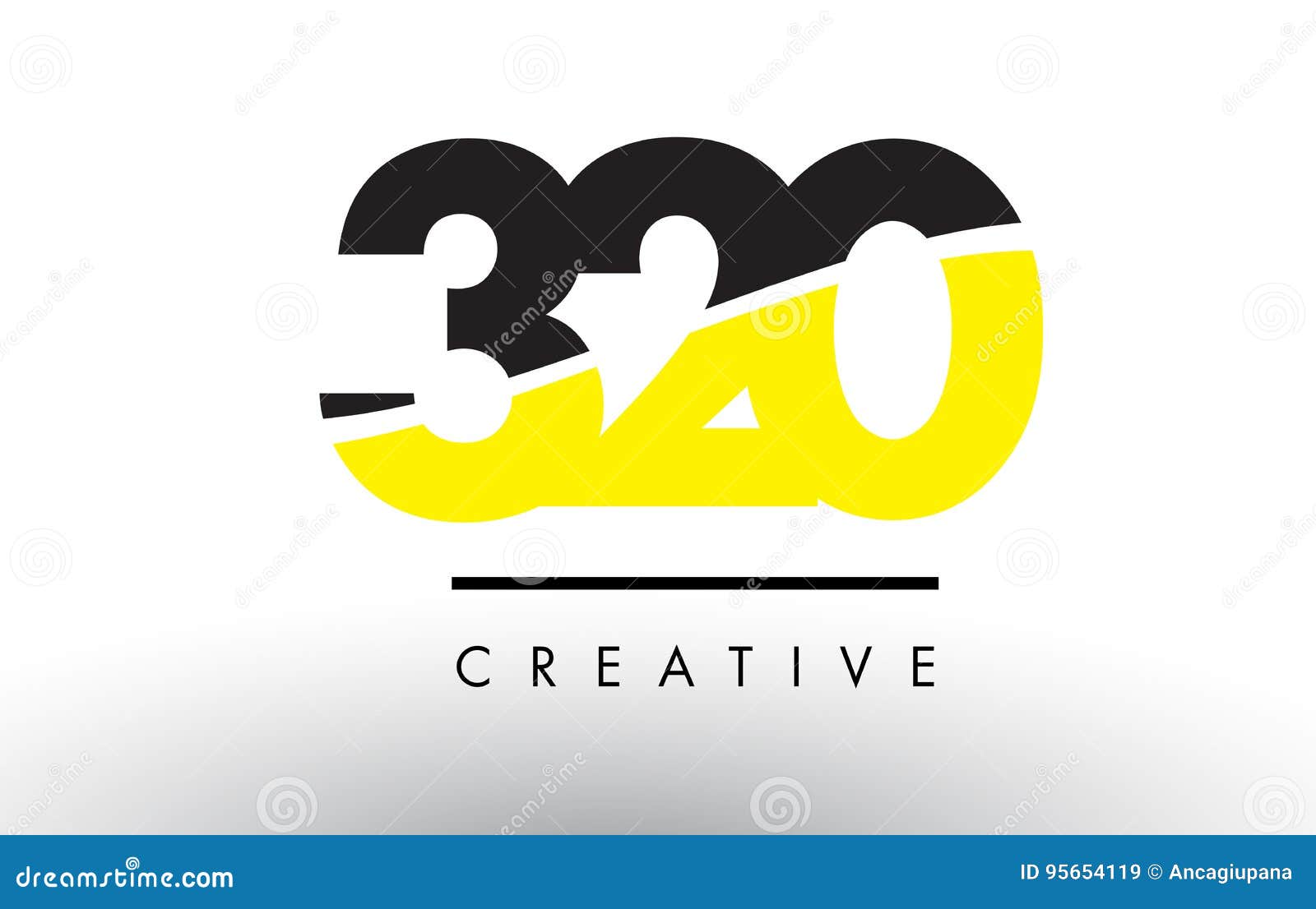 320 Black and Yellow Number Logo Design. Stock Vector - Illustration of ...