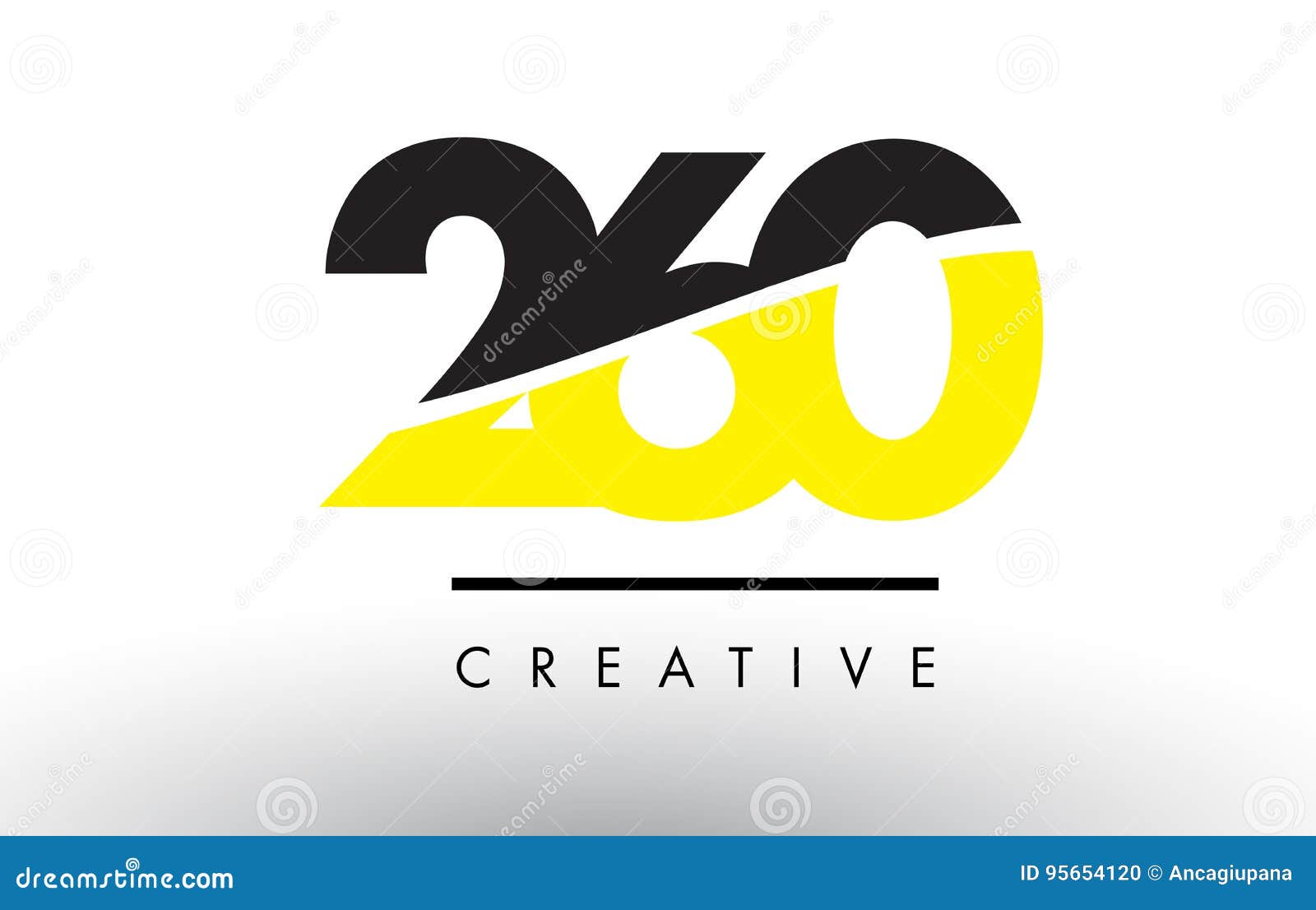 260 Black and Yellow Number Logo Design. Stock Vector - Illustration of ...
