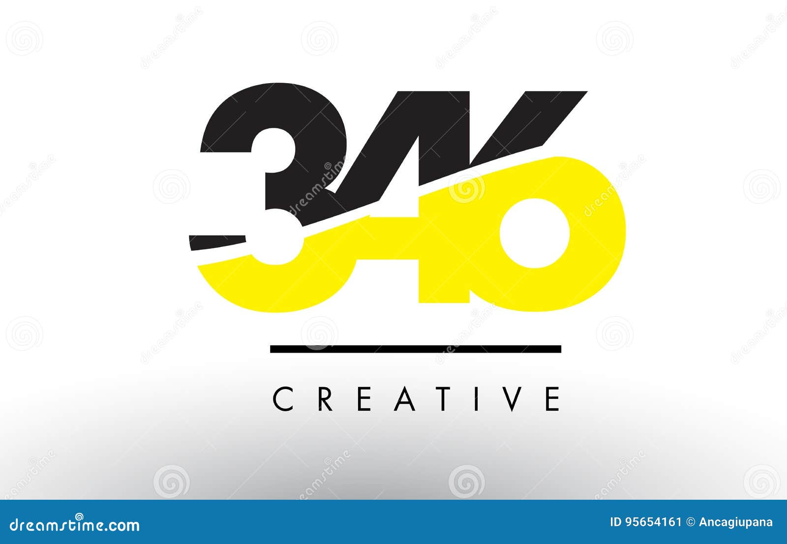 346 Black and Yellow Number Logo Design. Stock Vector - Illustration of ...