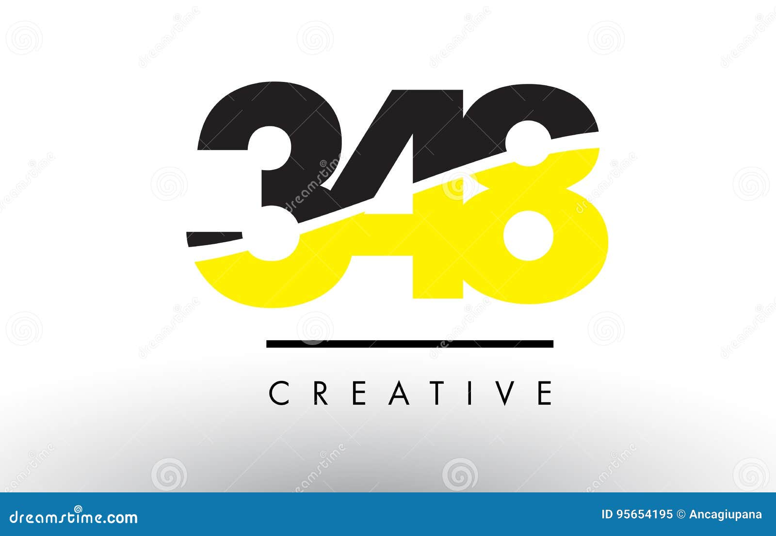 348 Black and Yellow Number Logo Design. Stock Vector - Illustration of ...