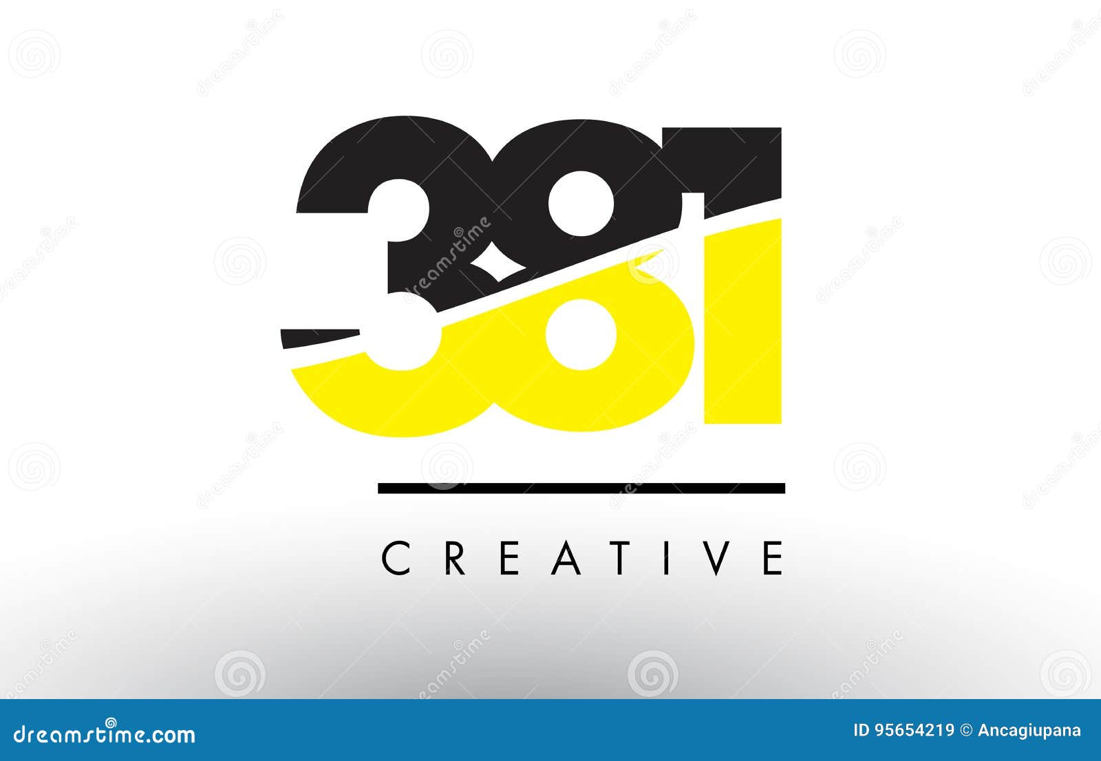 381 Black and Yellow Number Logo Design. Stock Vector - Illustration of ...