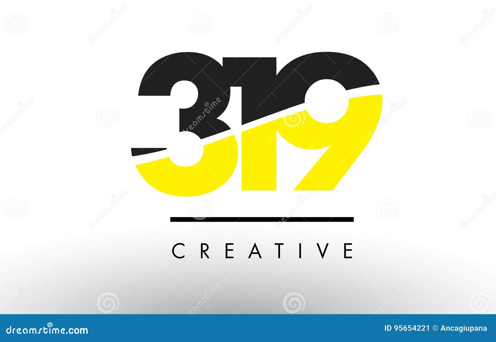 319 Black and Yellow Number Logo Design. Stock Vector - Illustration of ...