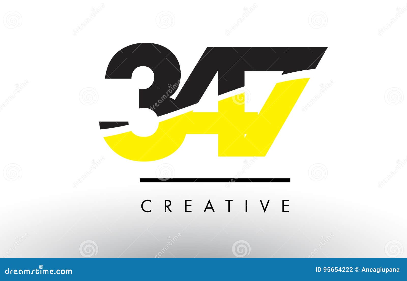 347 Black and Yellow Number Logo Design. Stock Illustration ...