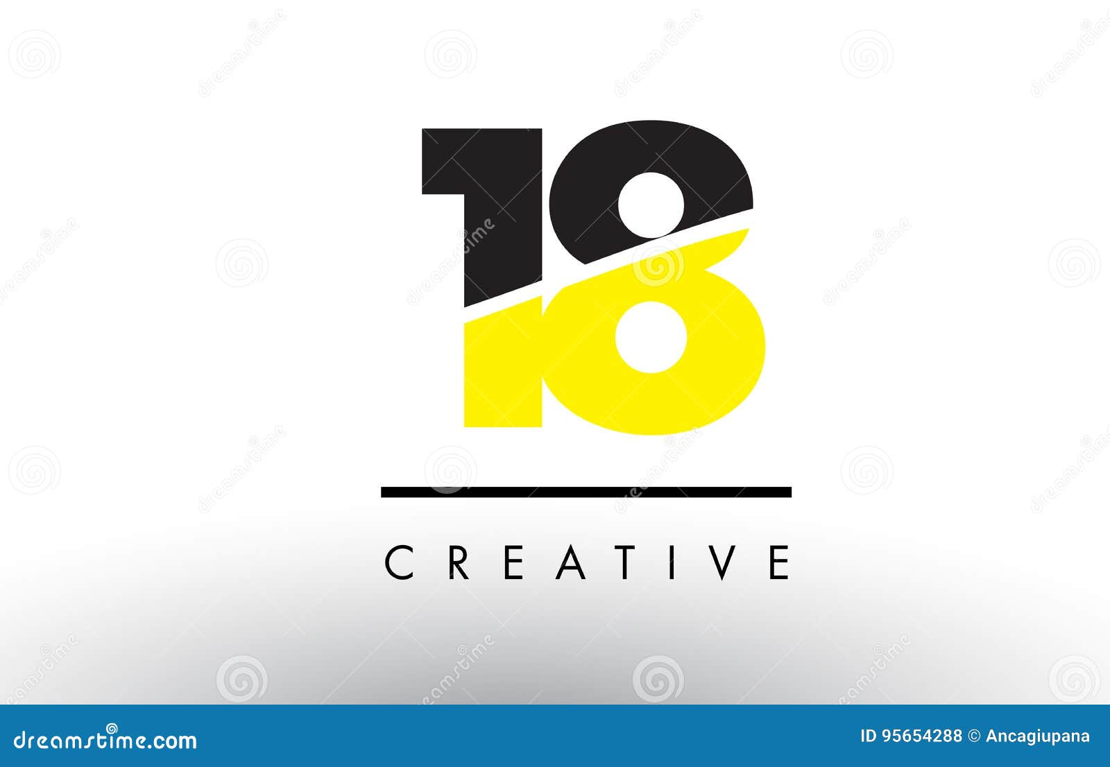 18 Black and Yellow Number Logo Design. Stock Illustration ...