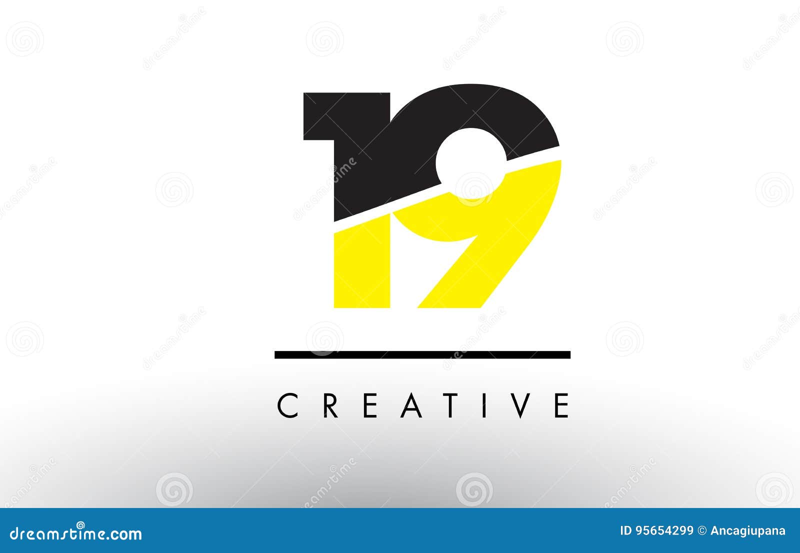 19 Black and Yellow Number Logo Design. Stock Illustration ...