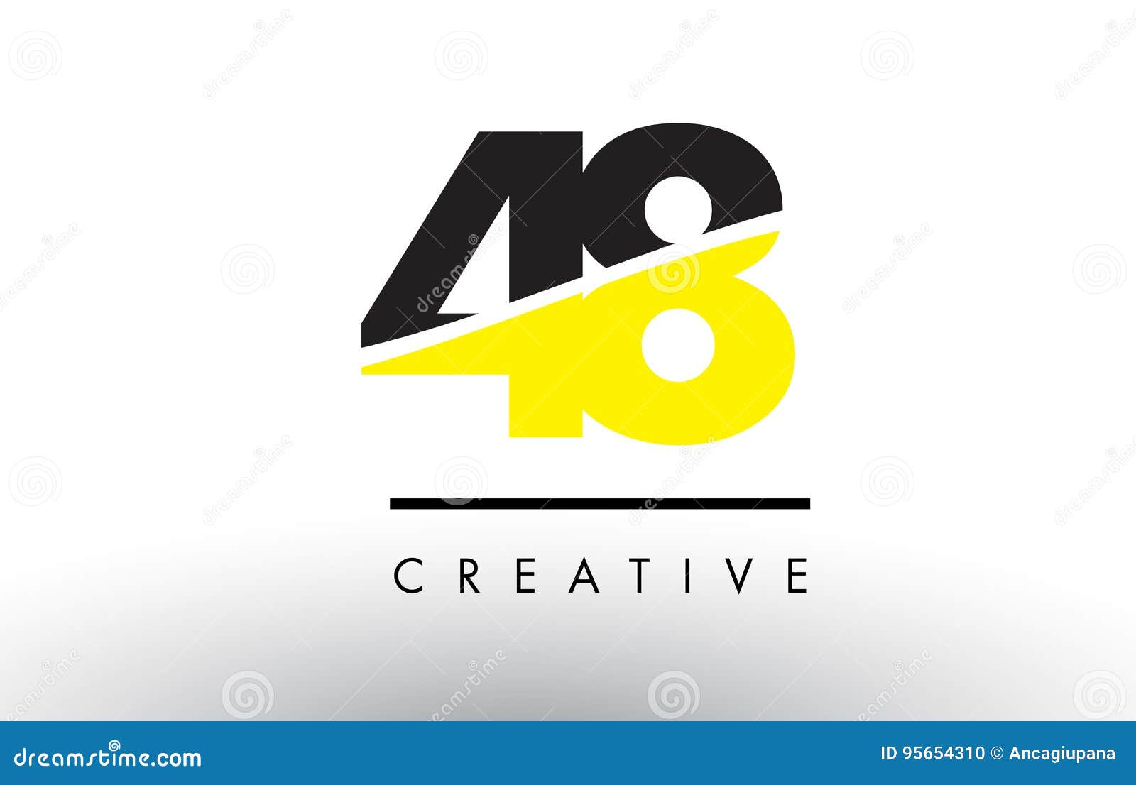 48 Black and Yellow Number Logo Design. Stock Illustration ...