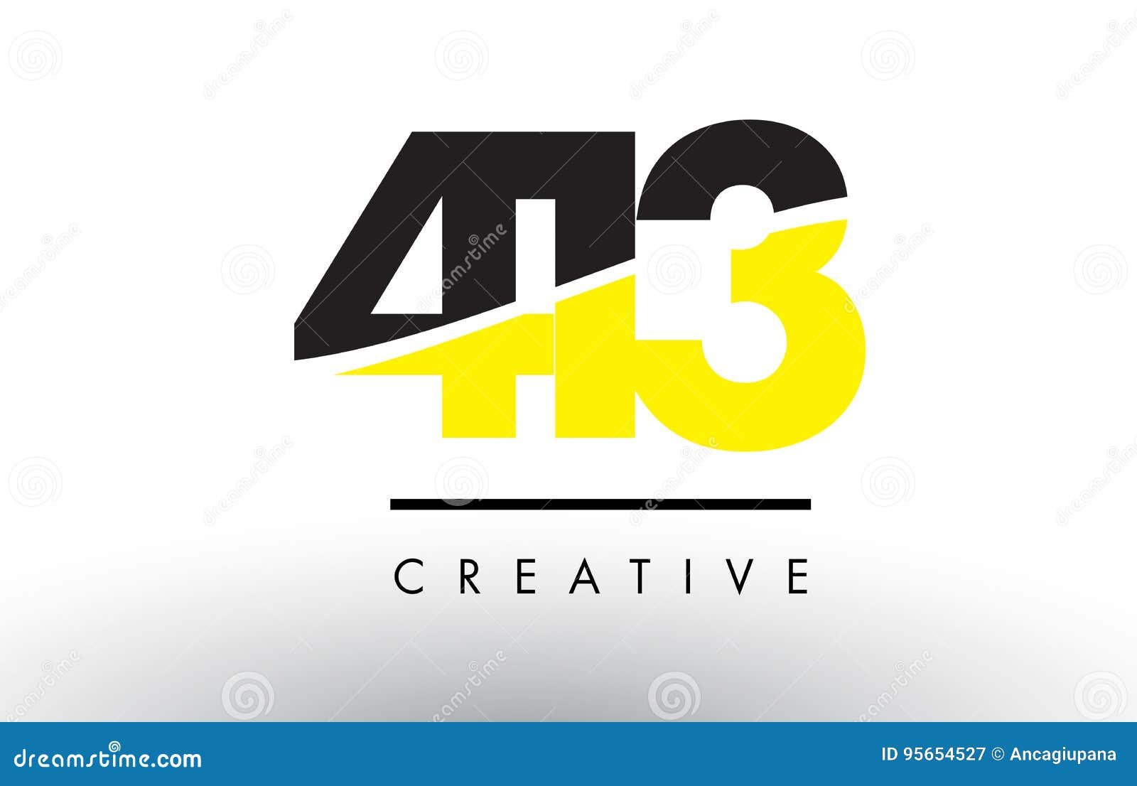 413 Black and Yellow Number Logo Design. Stock Illustration ...