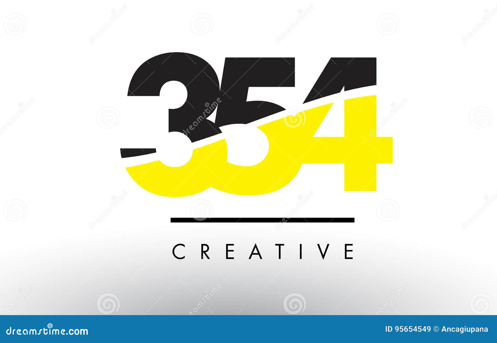 354 Black and Yellow Number Logo Design. Stock Illustration ...