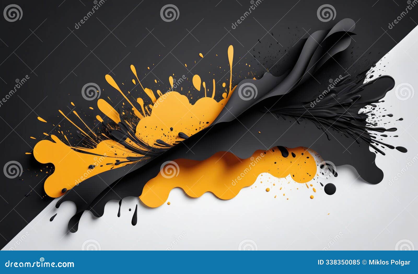Black and Yellow Paint Splatters Against a White Background Stock ...