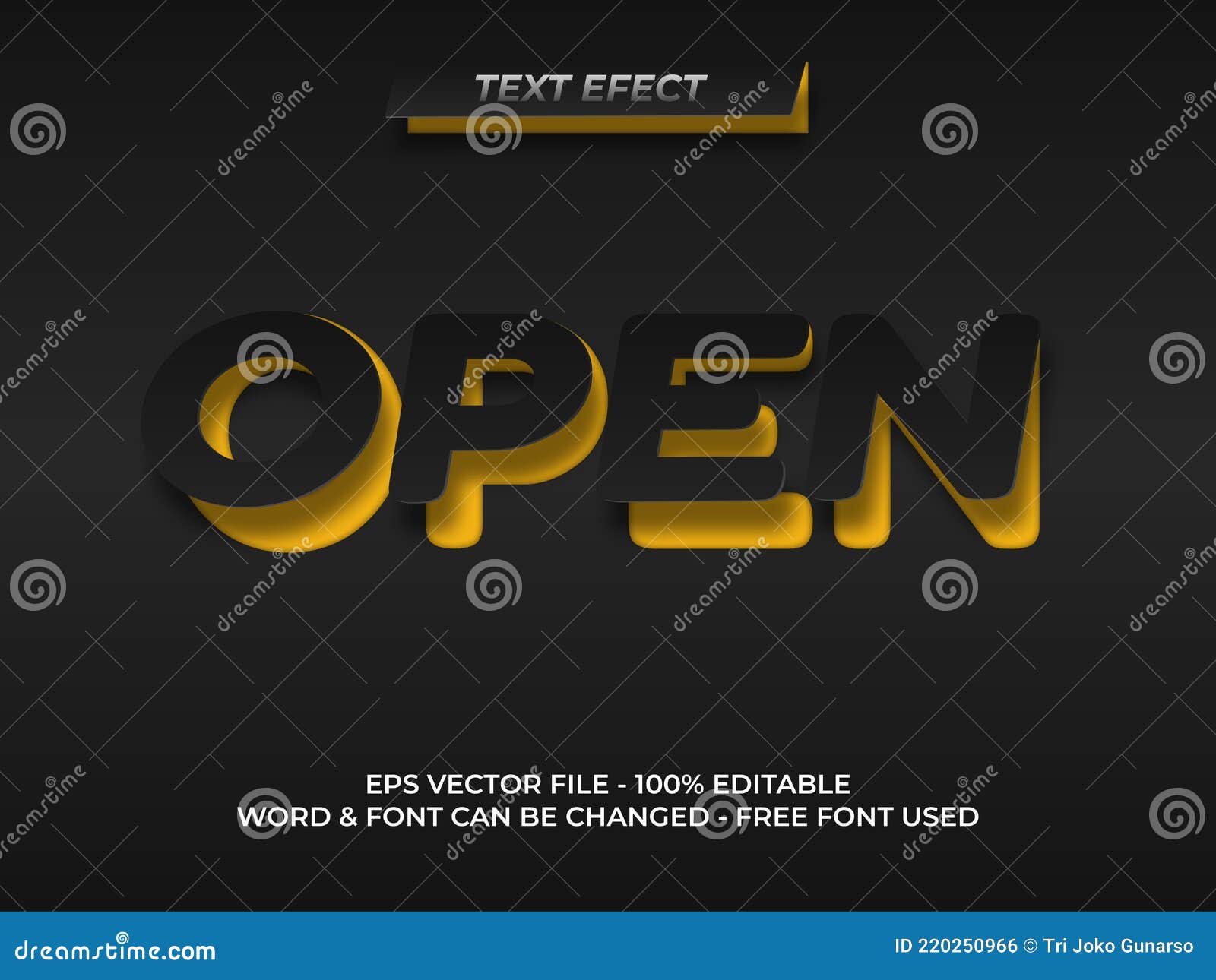 Black Yellow Paper Text Effect Cutout Open Style. Editable Text Font ...