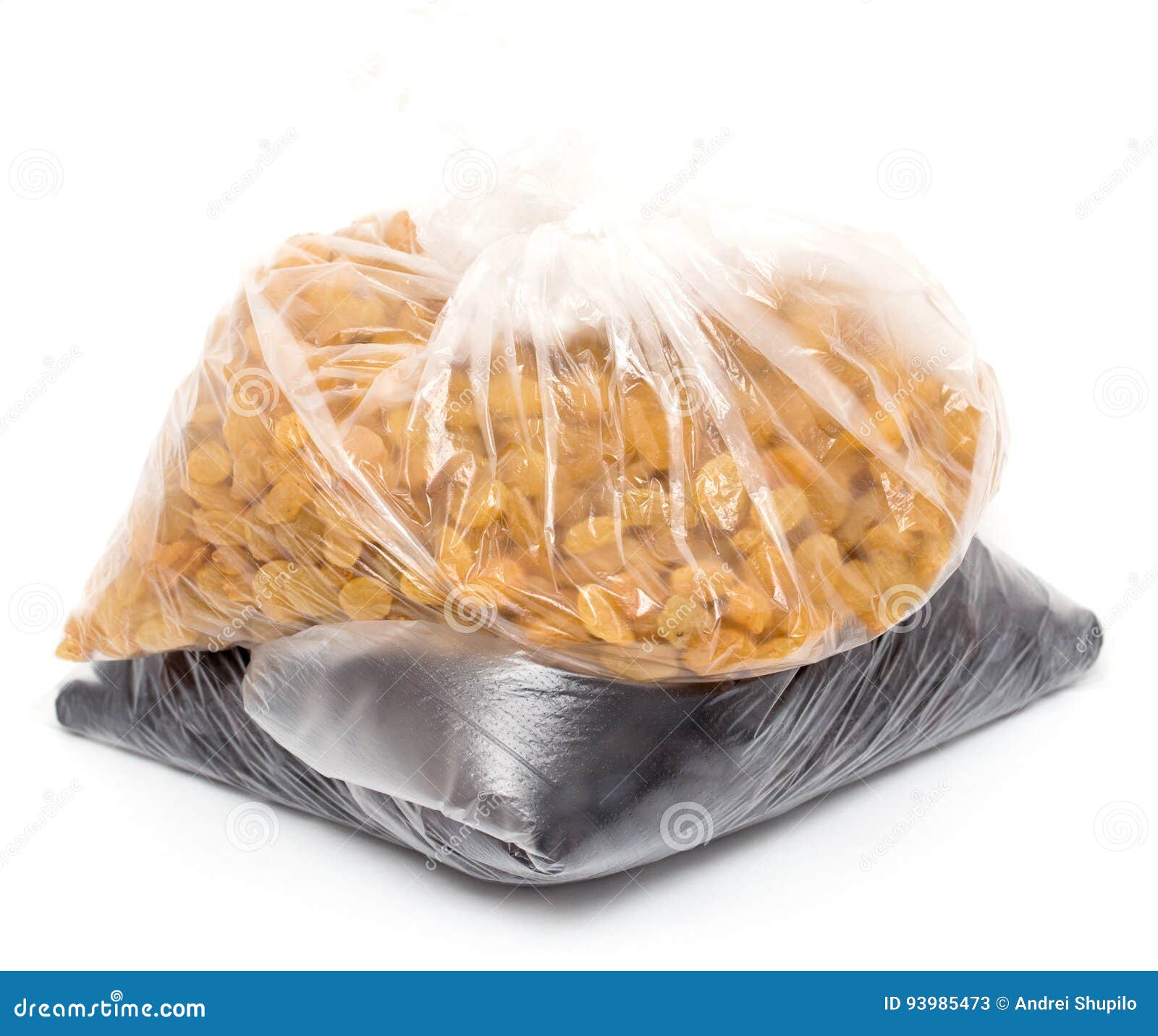 Black and Yellow Raisins in a Plastic Bag Stock Image - Image of ...