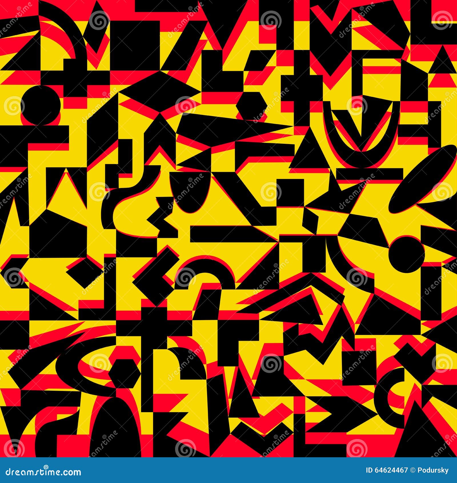 Black, Yellow, Red Pattern of Geometric Shapes Stock Vector ...