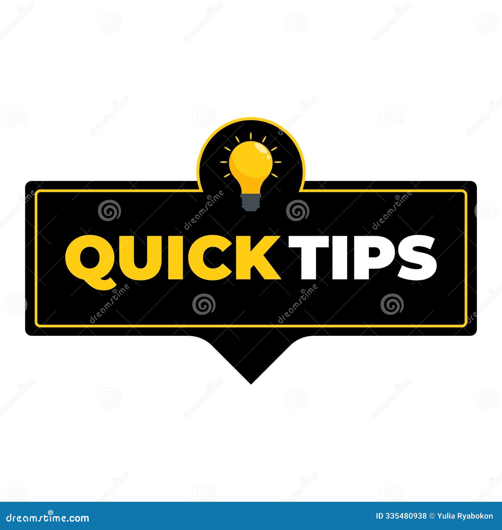 Quick Tips Sign with Light Bulb Providing Advice Stock Vector ...