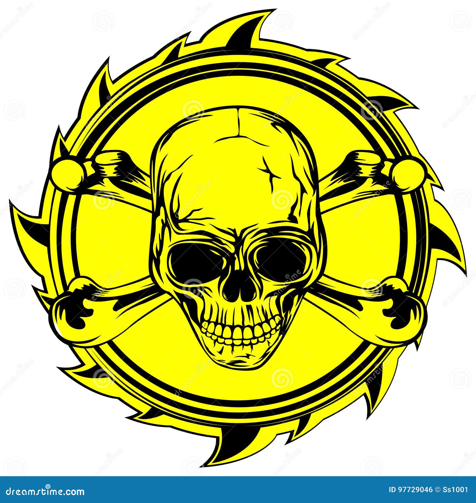 Black and Yellow Sign To Skull Stock Vector - Illustration of death ...