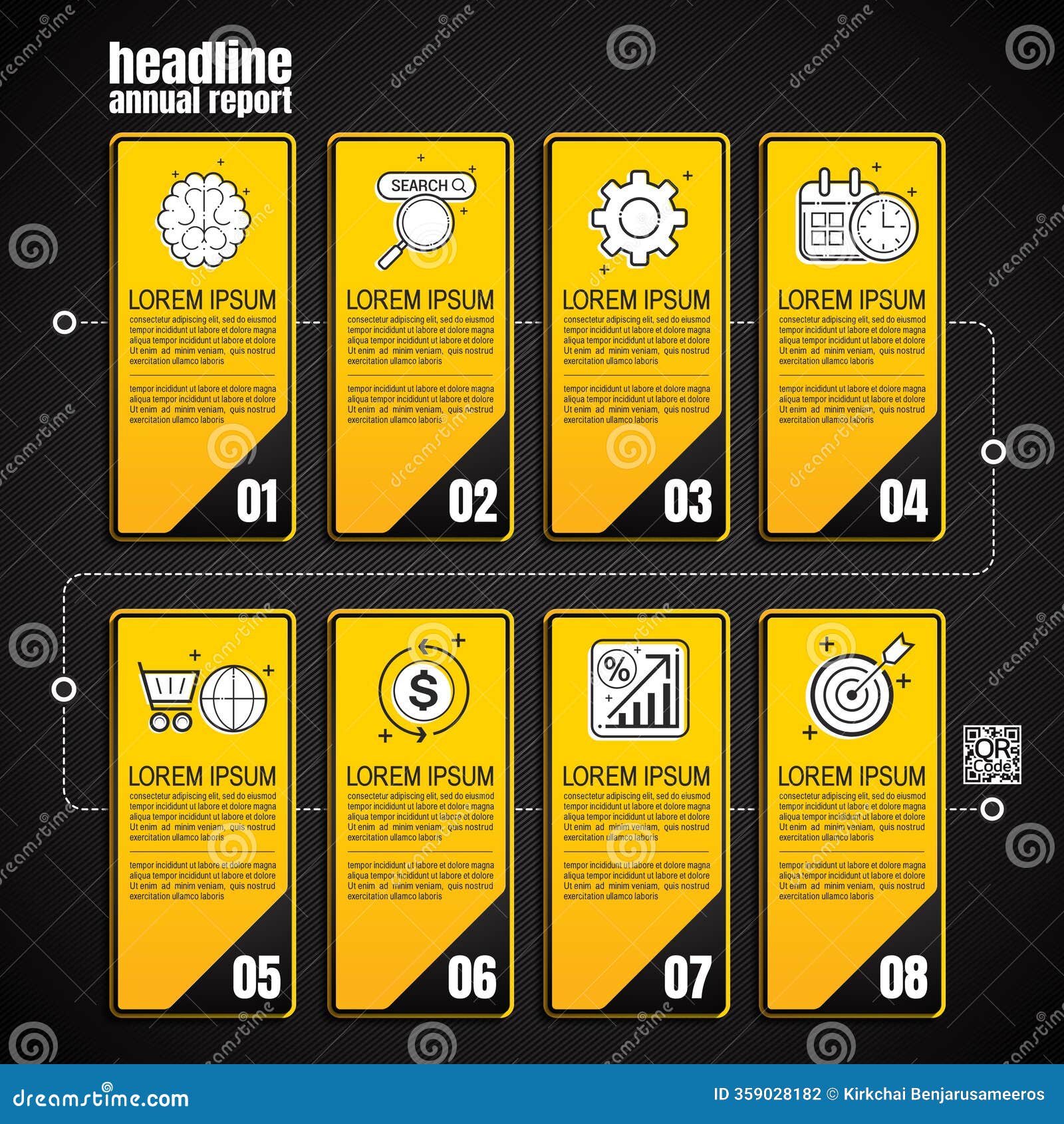Black Yellow 8 Step Infographic Layout for Presenting 7 Stock ...
