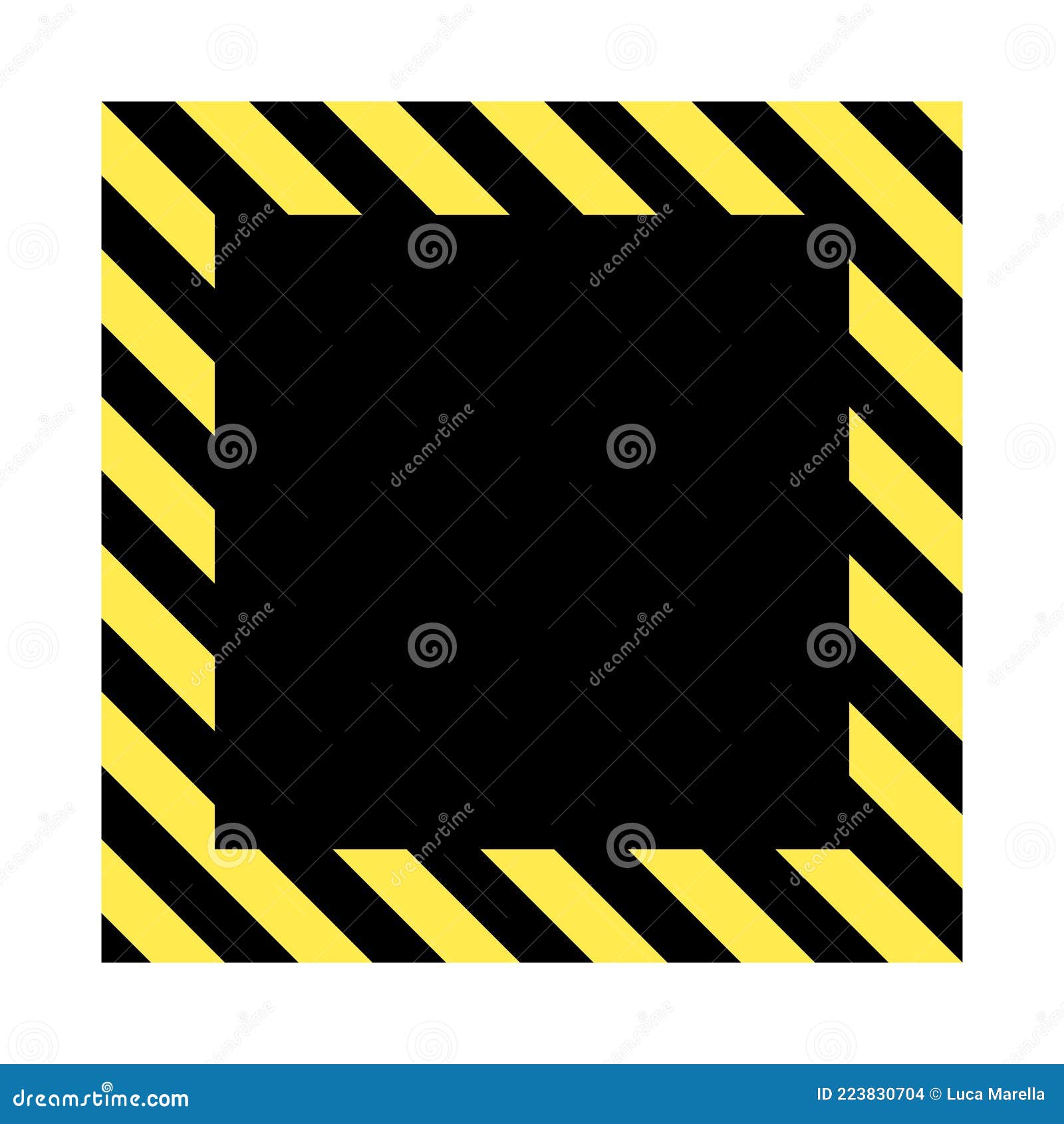 Black and Yellow Striped Squared Danger Sign. Vector Illustration of a ...