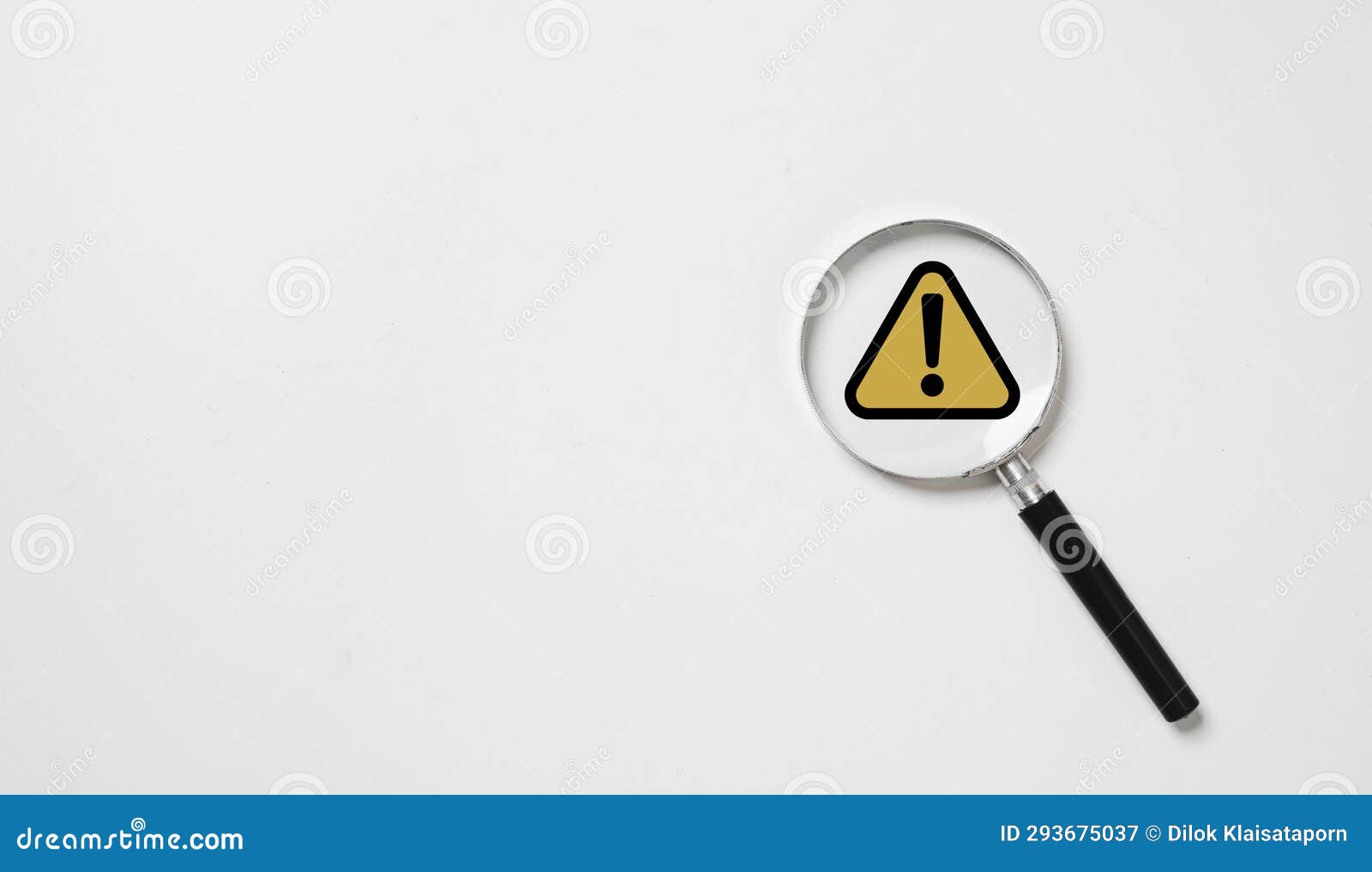 Black and Yellow Triangle Caution Warning Sign Inside of Magnifier ...