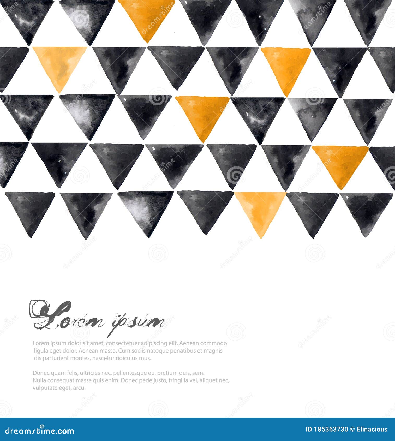 Yellow Triangles Background With Doodle Line Art Texture Vector ...