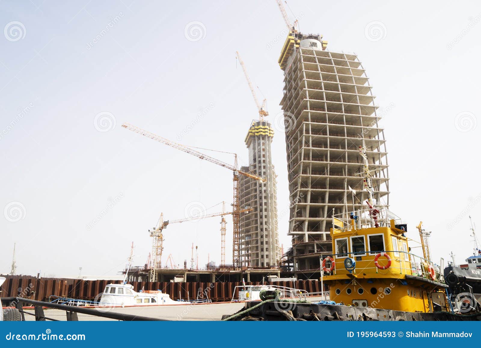 The Black and Yellow Tug Boat Stand is Moored Stock Image - Image of ...