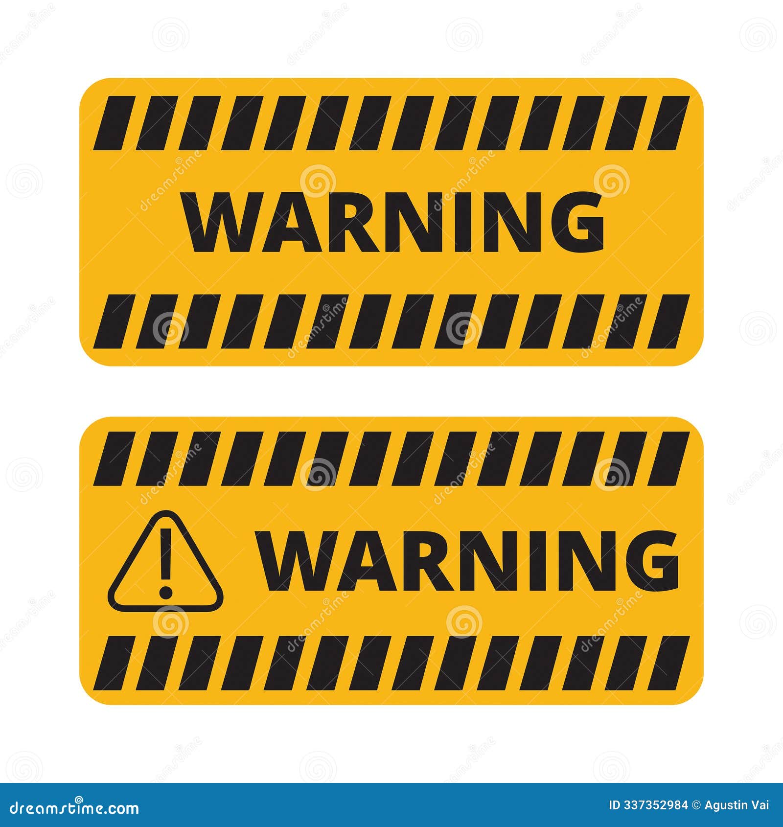 Black and Yellow Warning Signs on a White Background Stock Illustration ...