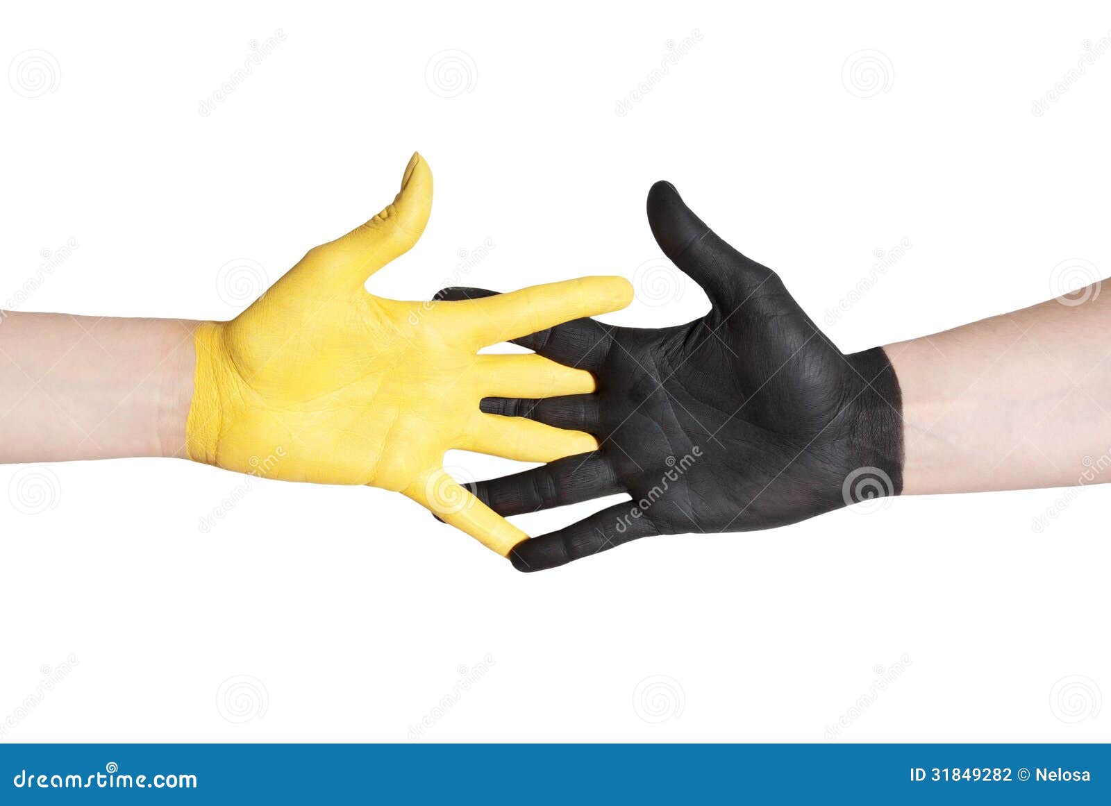 Black and Yellowe Hand Helping Each Other Stock Photo - Image of ...