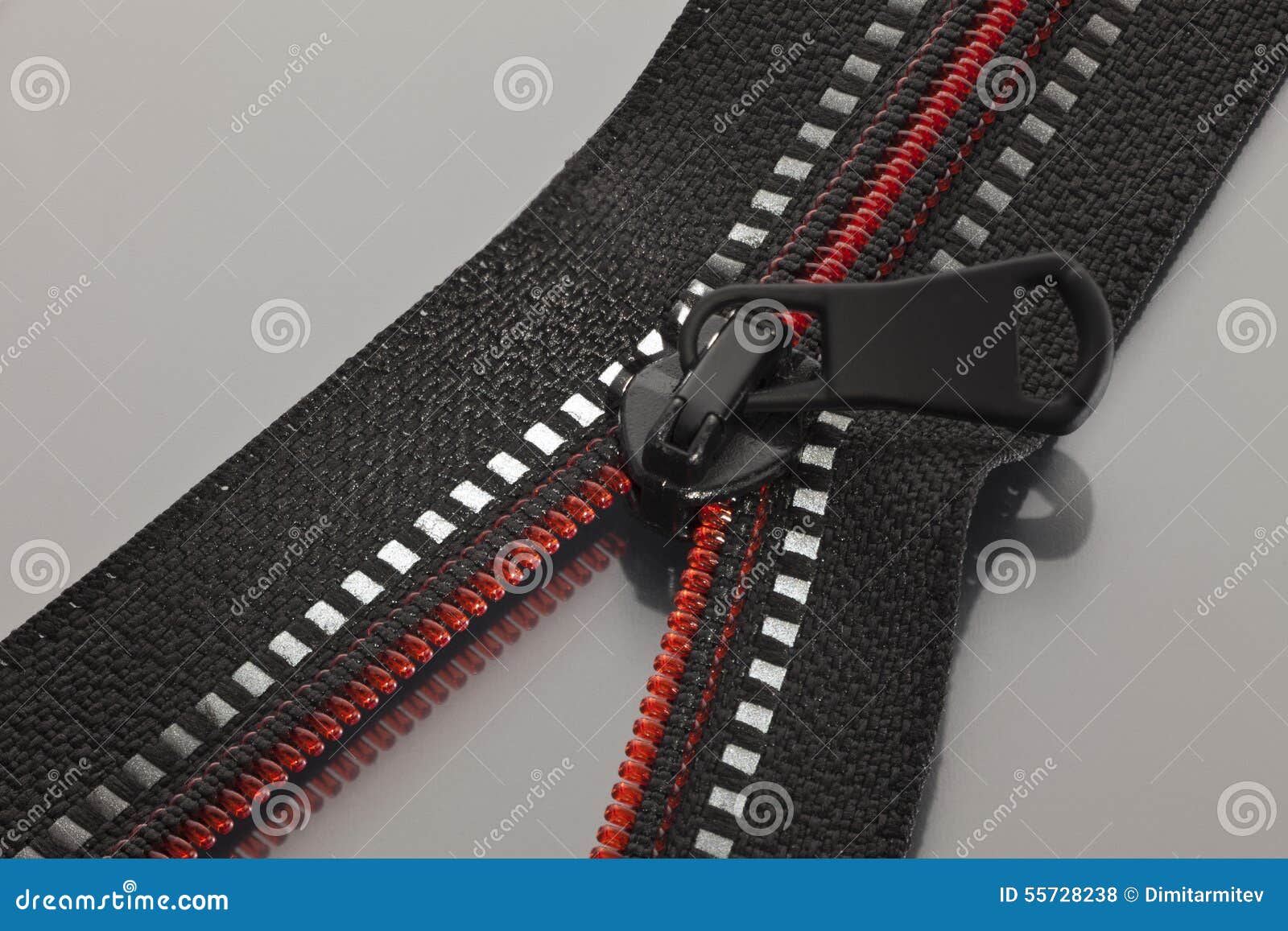 Black zipper with red line stock photo. Image of link - 55728238