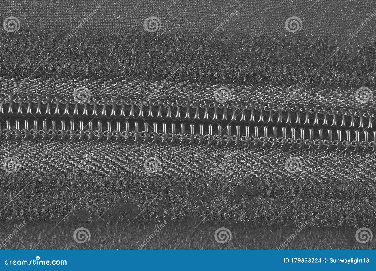 Black Zipper on Textile Background. Close Up. Top View. Stock Photo ...