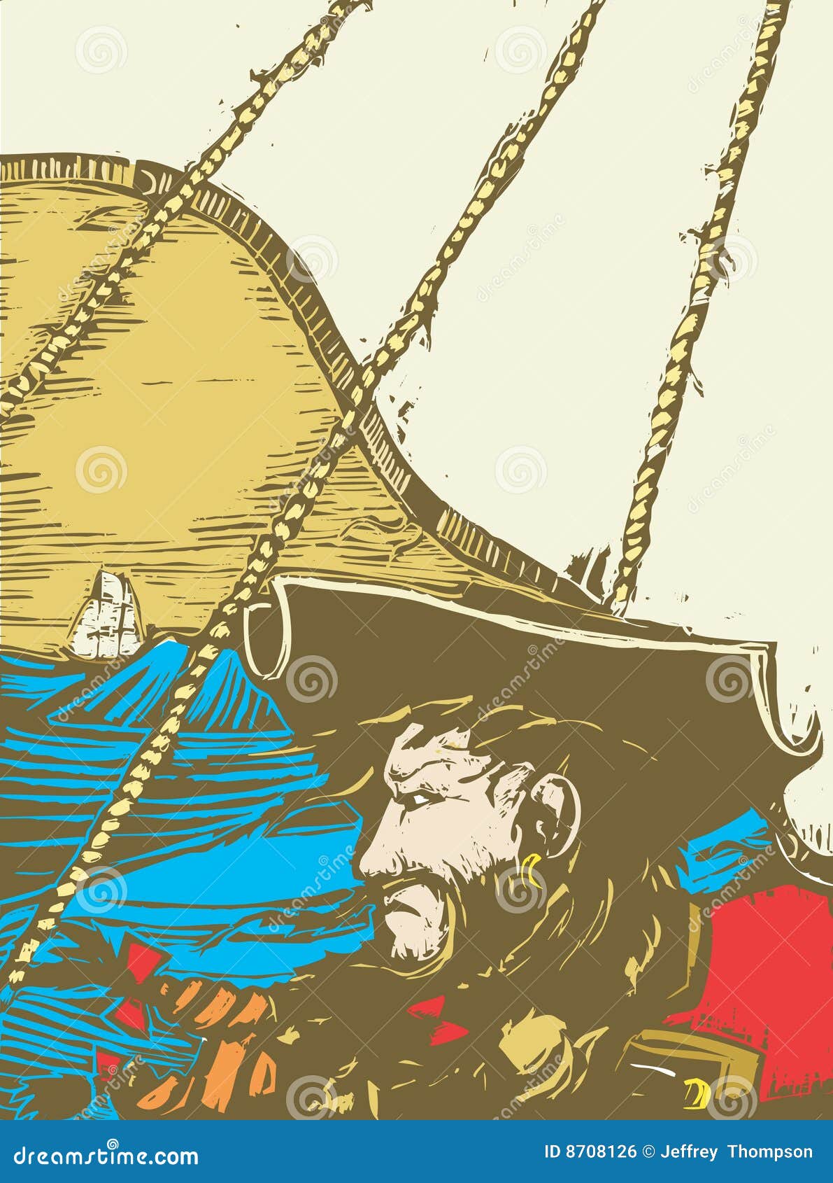 Blackbeard Pirate Mosaic Textured Background Cartoon Vector ...