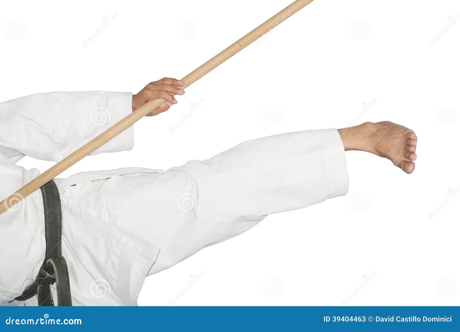 Blackbelt Karate Giving a Kick with the Bo Stock Image - Image of high ...