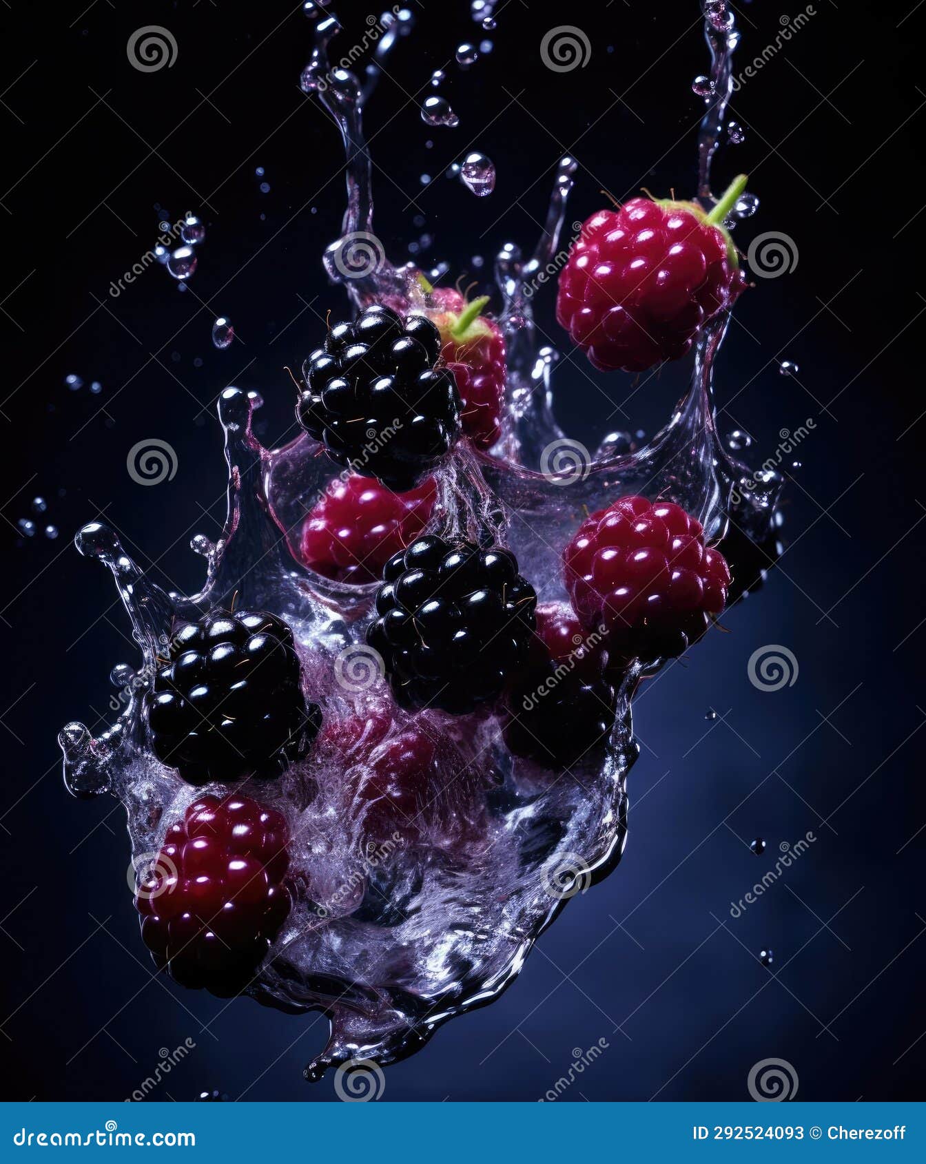 Blackberries Falling into the Water, Splashing Stock Image - Image of ...