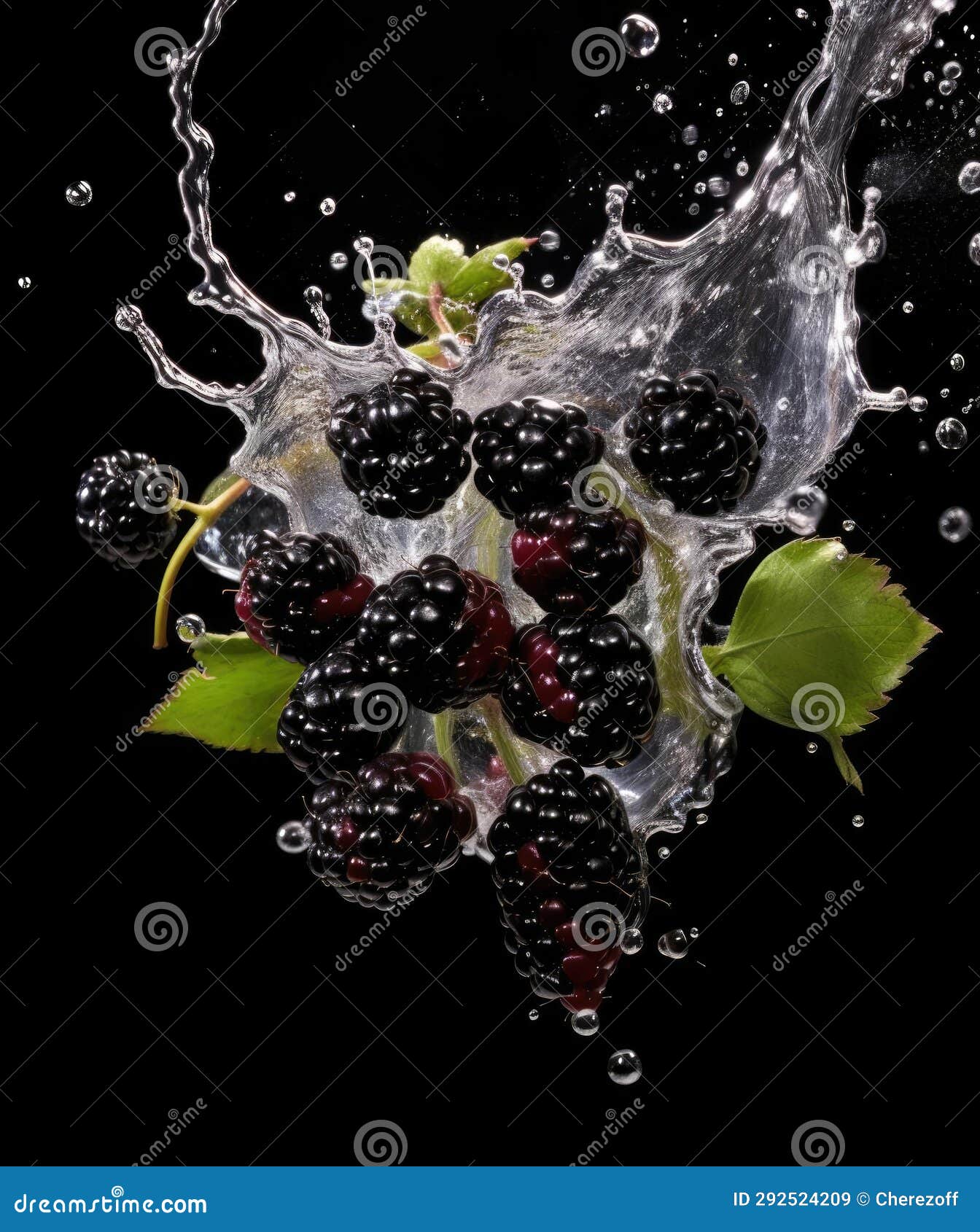 Blackberries Falling into the Water, Splashing Stock Image - Image of ...