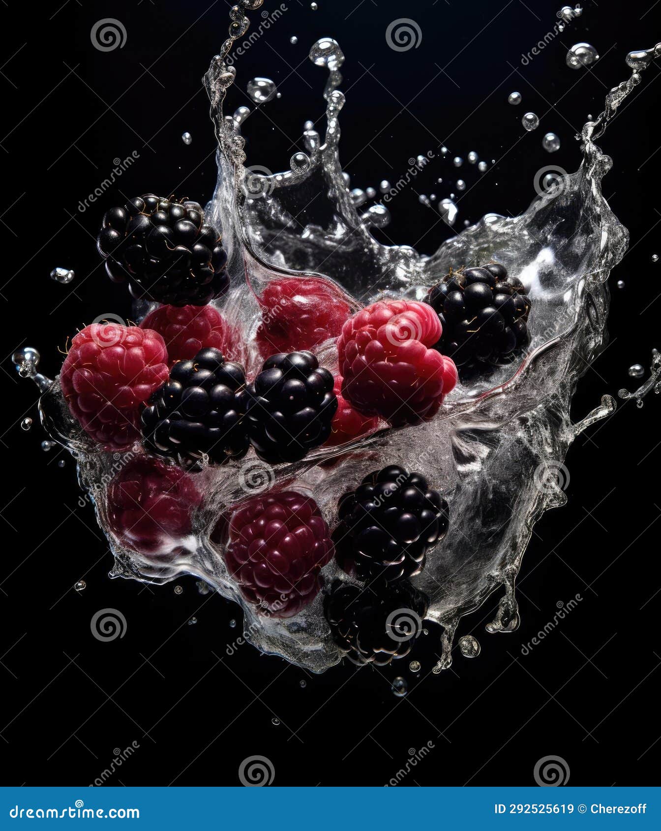 Blackberries Falling into the Water, Splashing Stock Image - Image of ...