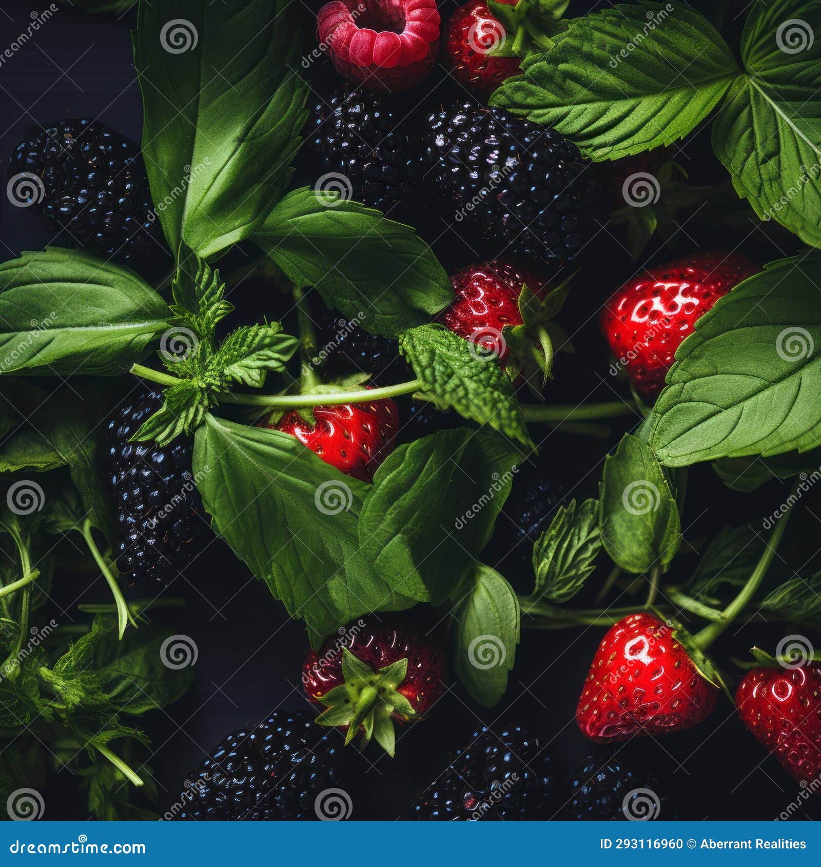 Blackberries, Strawberries And Dogwood And Sea Buck-thorn Berries ...