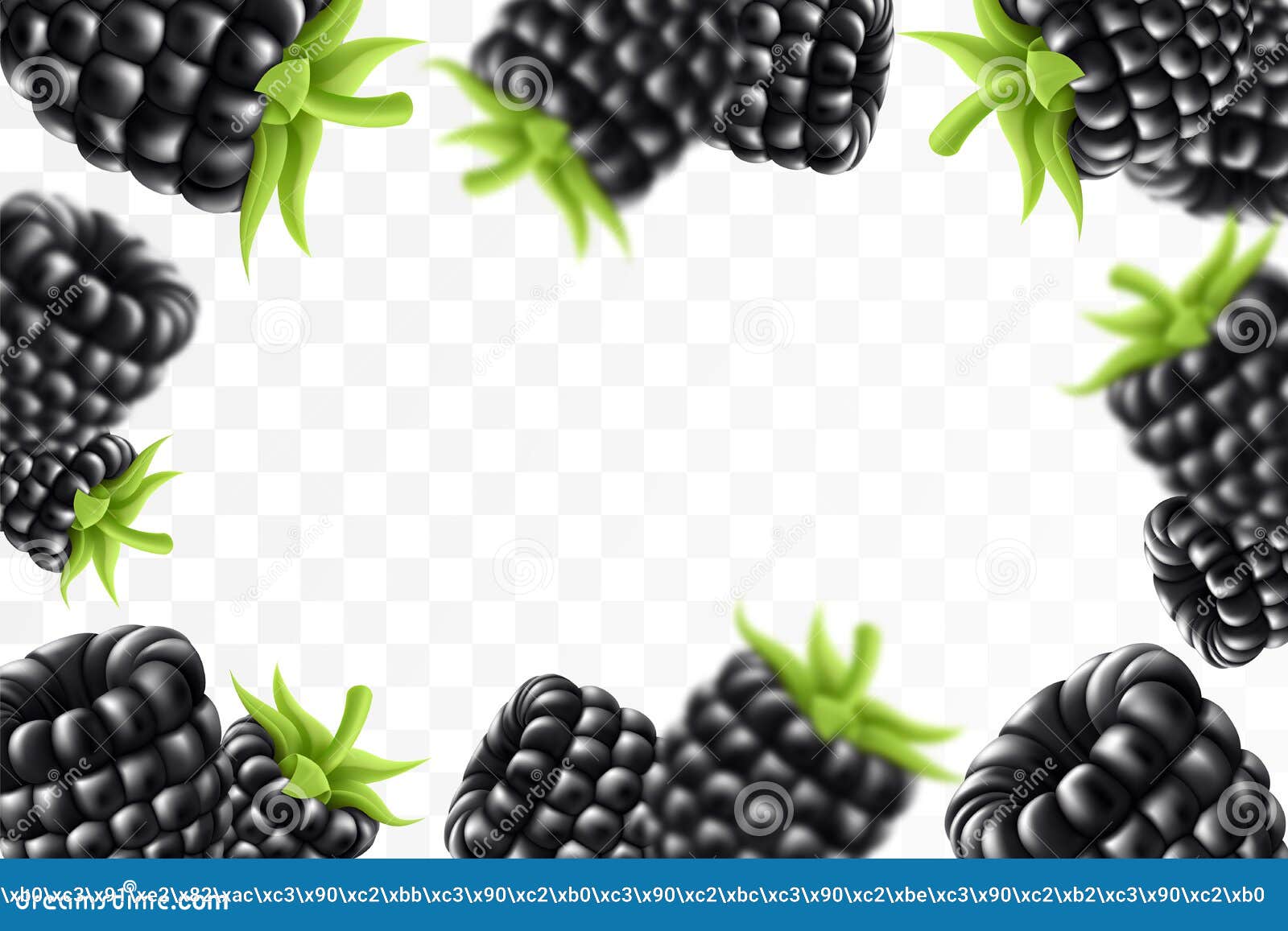 Blackberry Background. Flying Blackberry with Green Leaf on Transparent ...