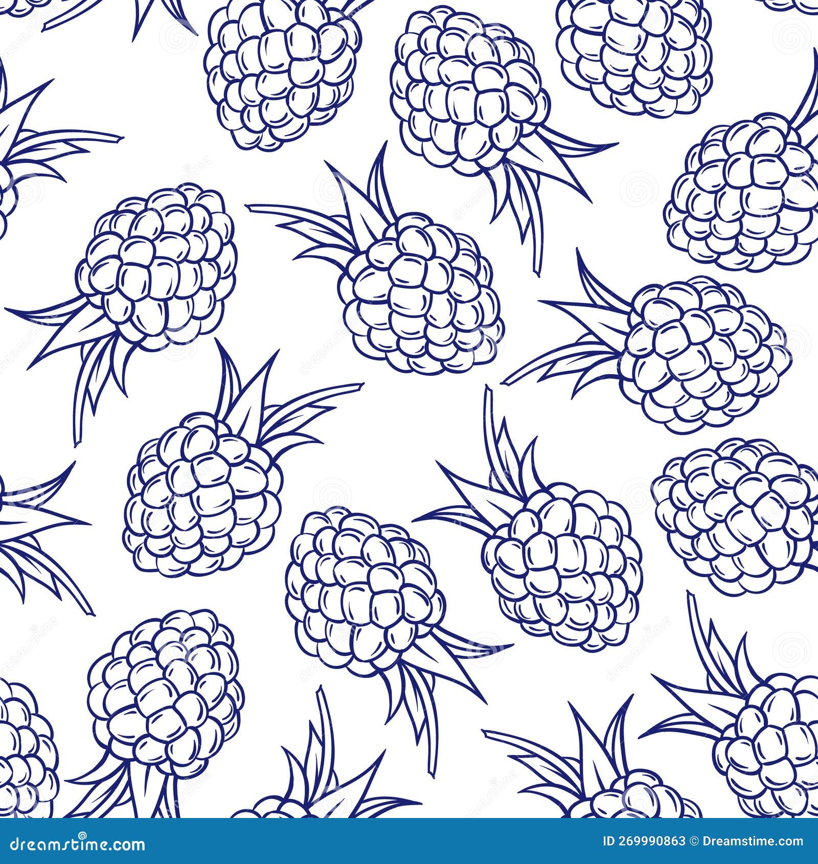 Blackberry Hand Drawn Sketch Vector Seamless Pattern Stock Vector ...