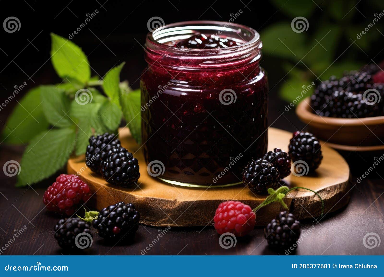 Blackberry Jam with Fresh Fruit. Generative AI Stock Illustration ...