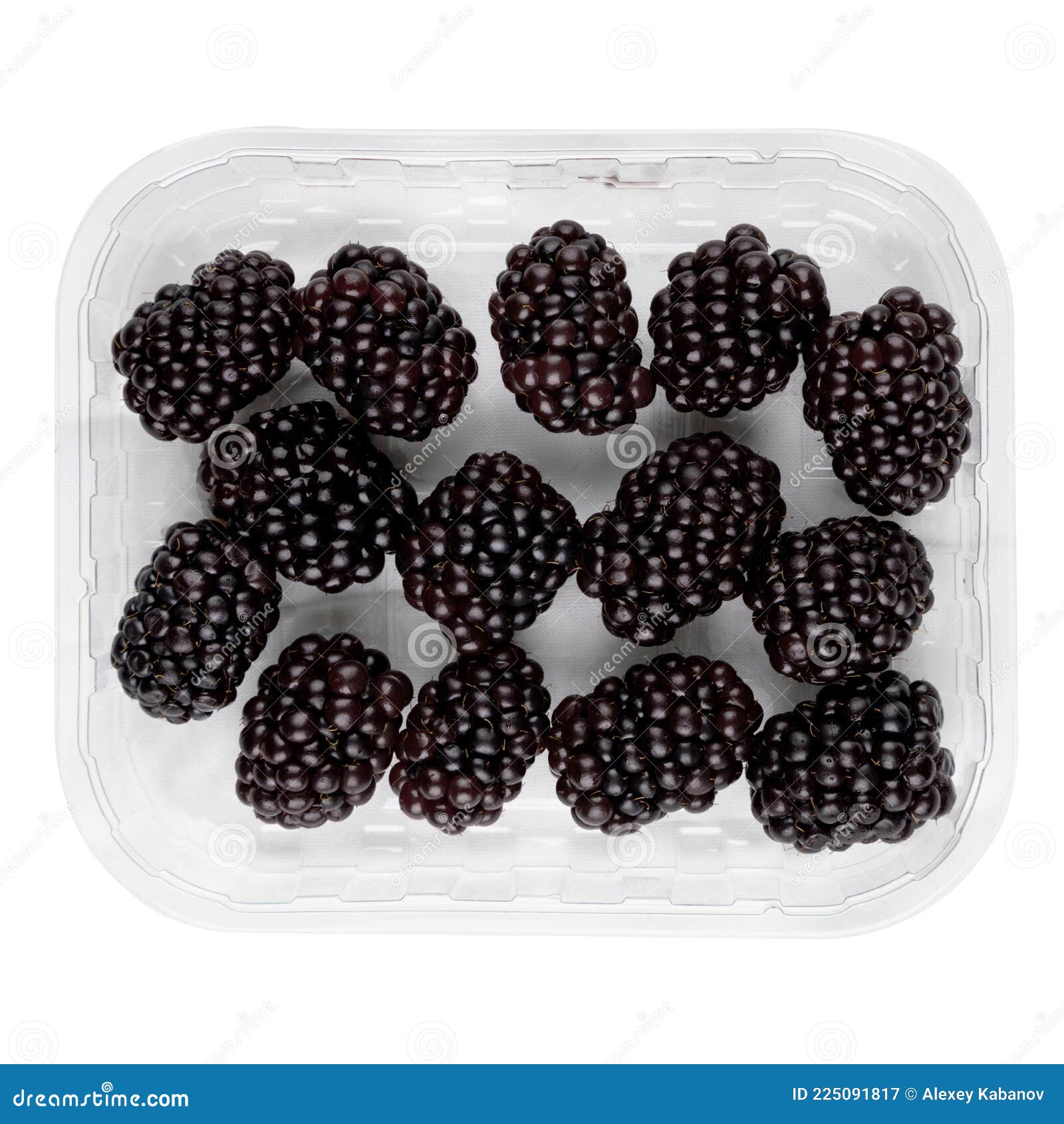 Blackberry in Plastic Box Container Isolated on White Background,top ...