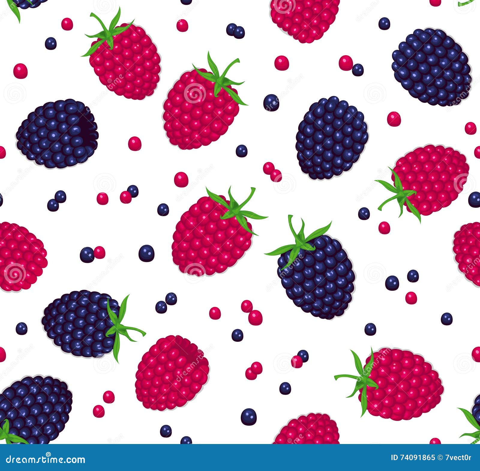 Raspberry Seamless Pattern. Vector Drawing. Isolated Berry Sketch On ...