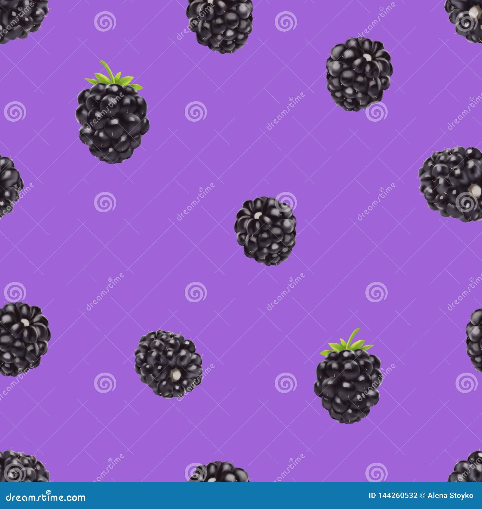 Blackberry Seamless Pattern. 3d Realistic Vector Berries. Stock Vector ...