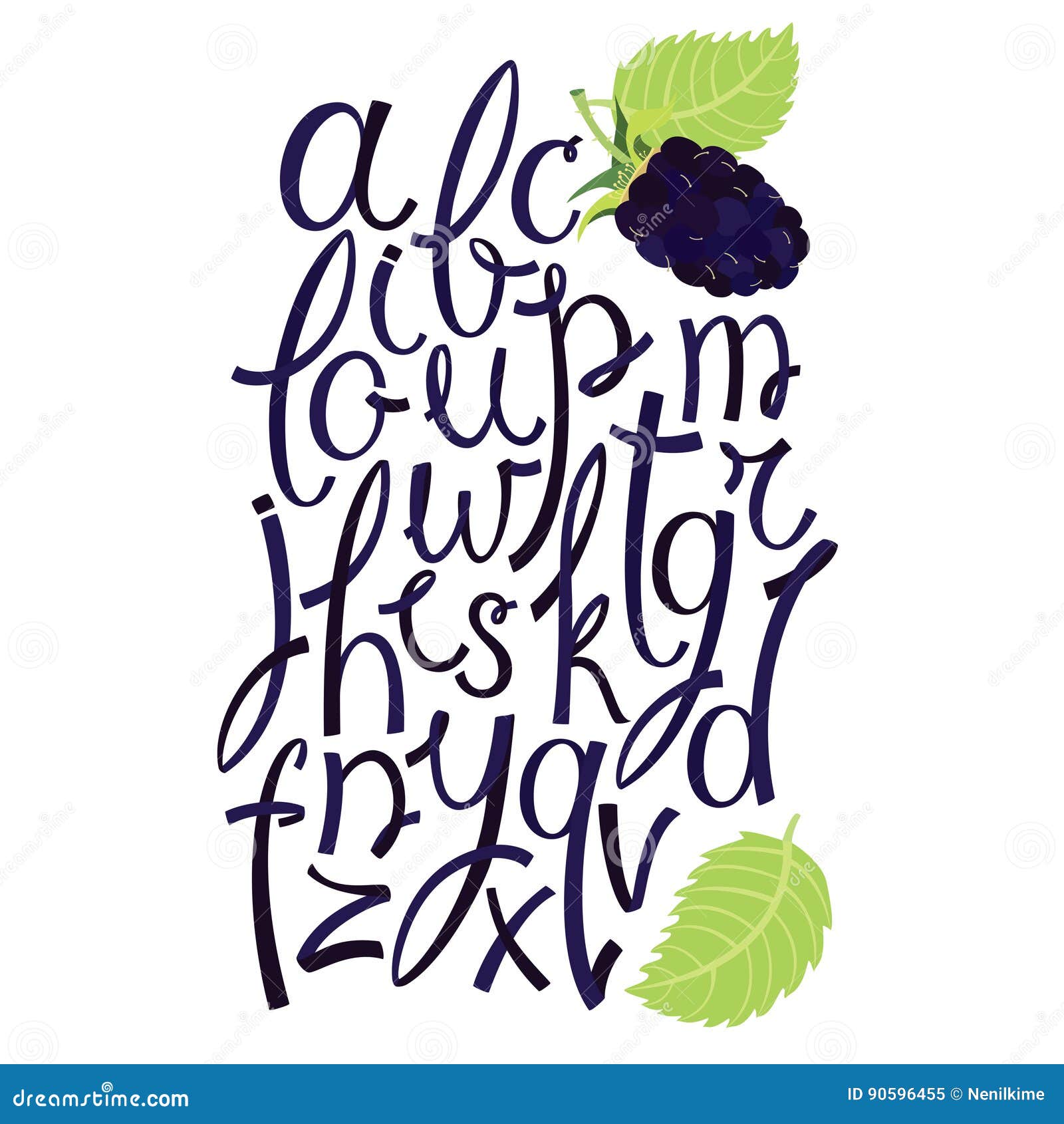 Blackberry Vector Alphabet Isolated Objects Stock Vector - Illustration ...