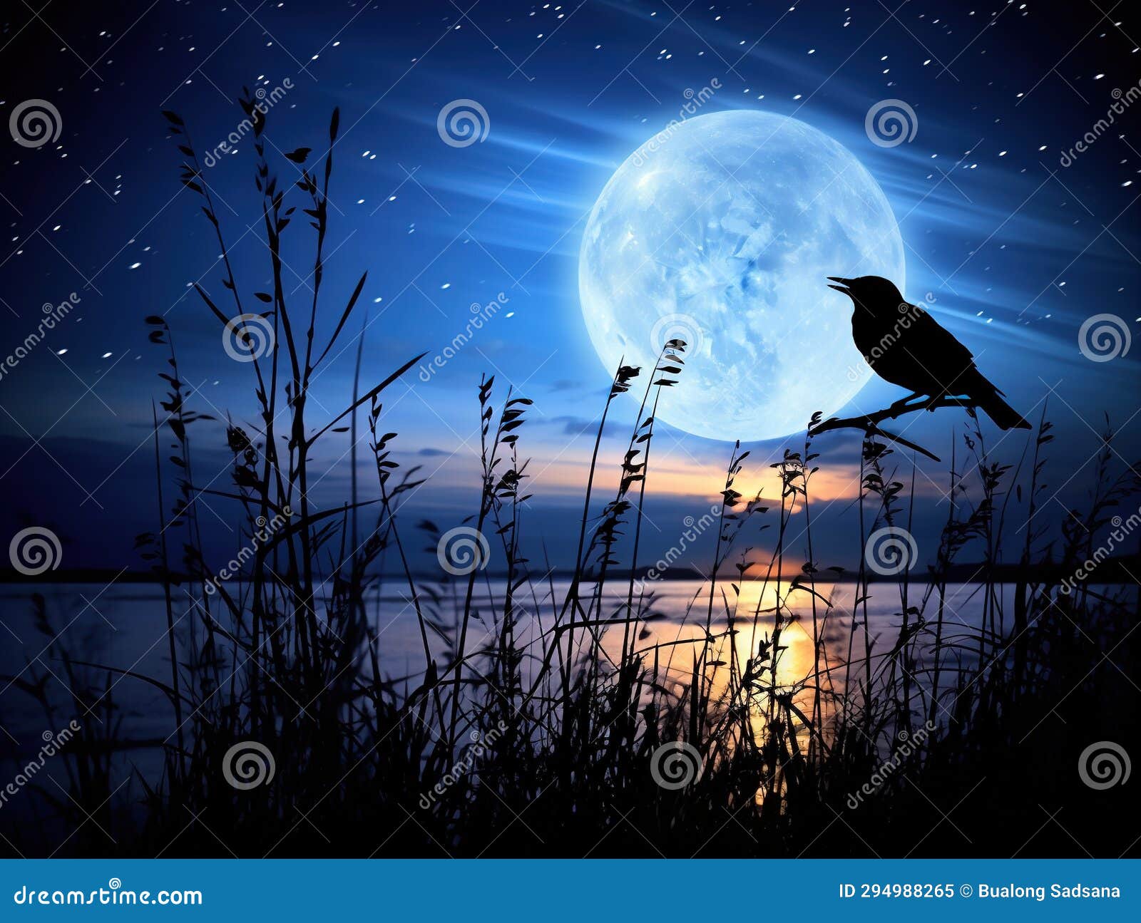 Blackbird Singing in the Dead of Night Stock Illustration ...