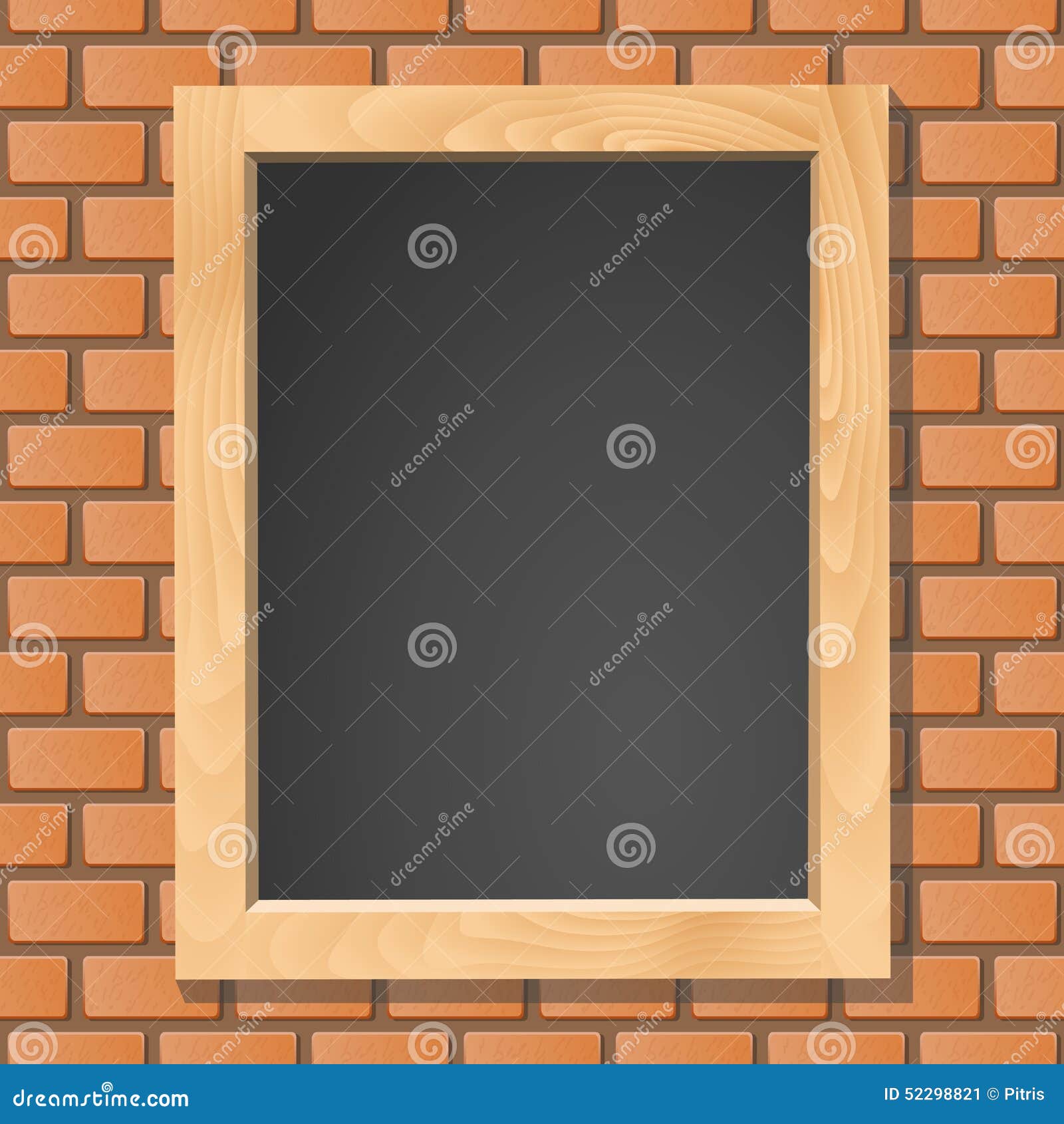 Blackboard on brick wall. stock vector. Illustration of bulletin - 52298821