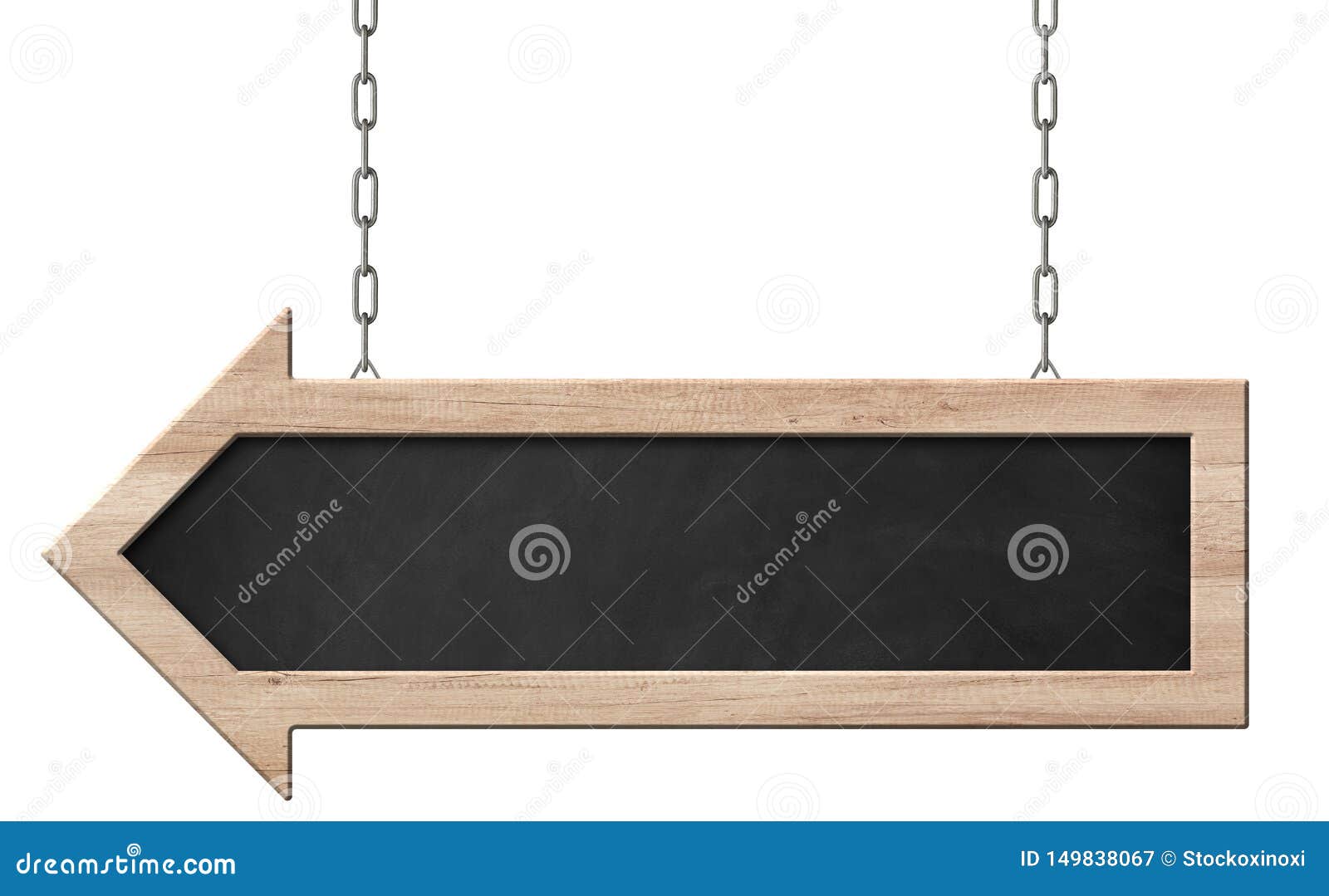 Blackboard with Bright Frame and Arrow Shape Hanging on Chains Stock ...