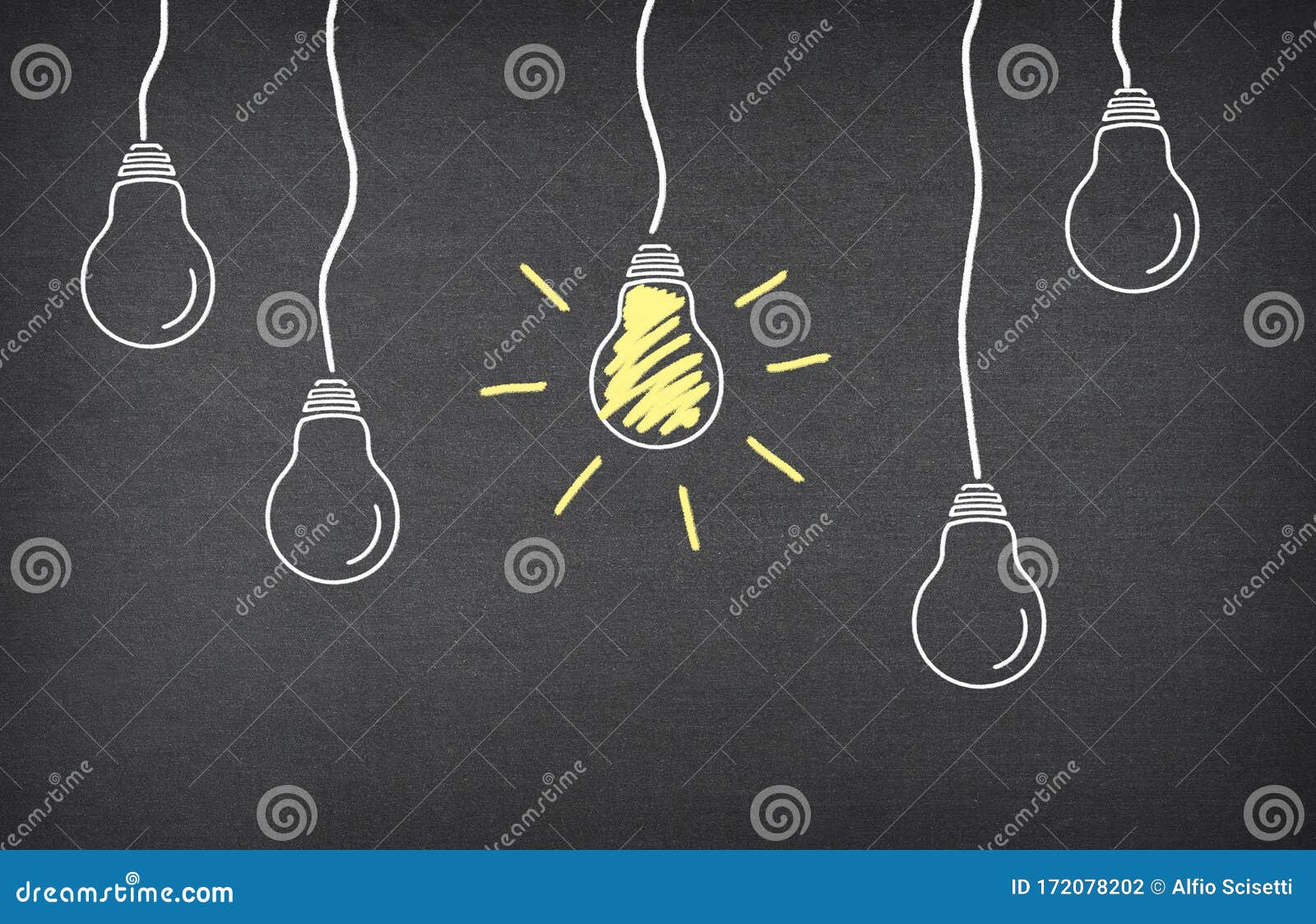 Blackboard with bulbs stock photo. Image of innovation - 172078202